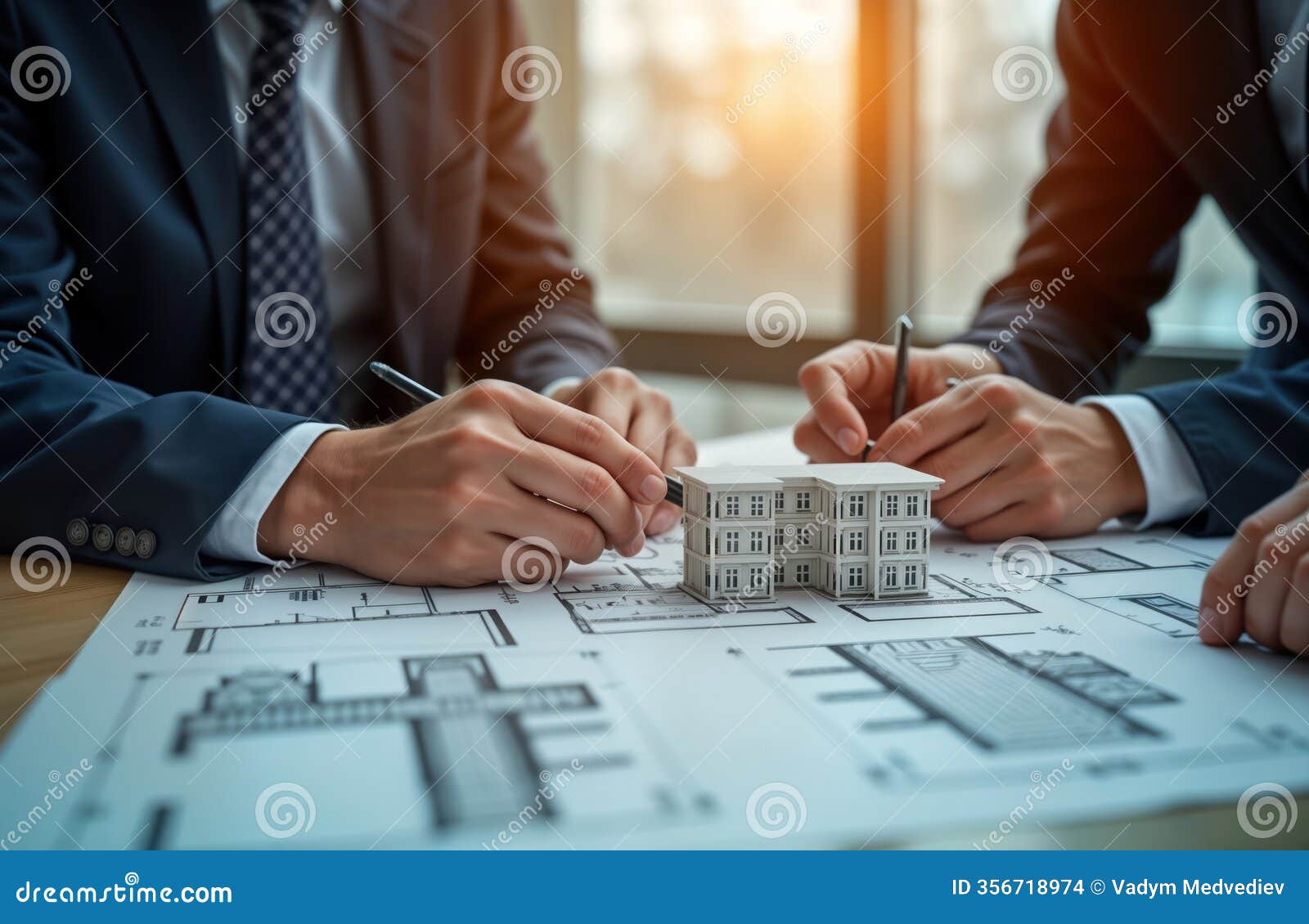 Architects, Engineers Review Building Layout Plans. Discuss Structural ...