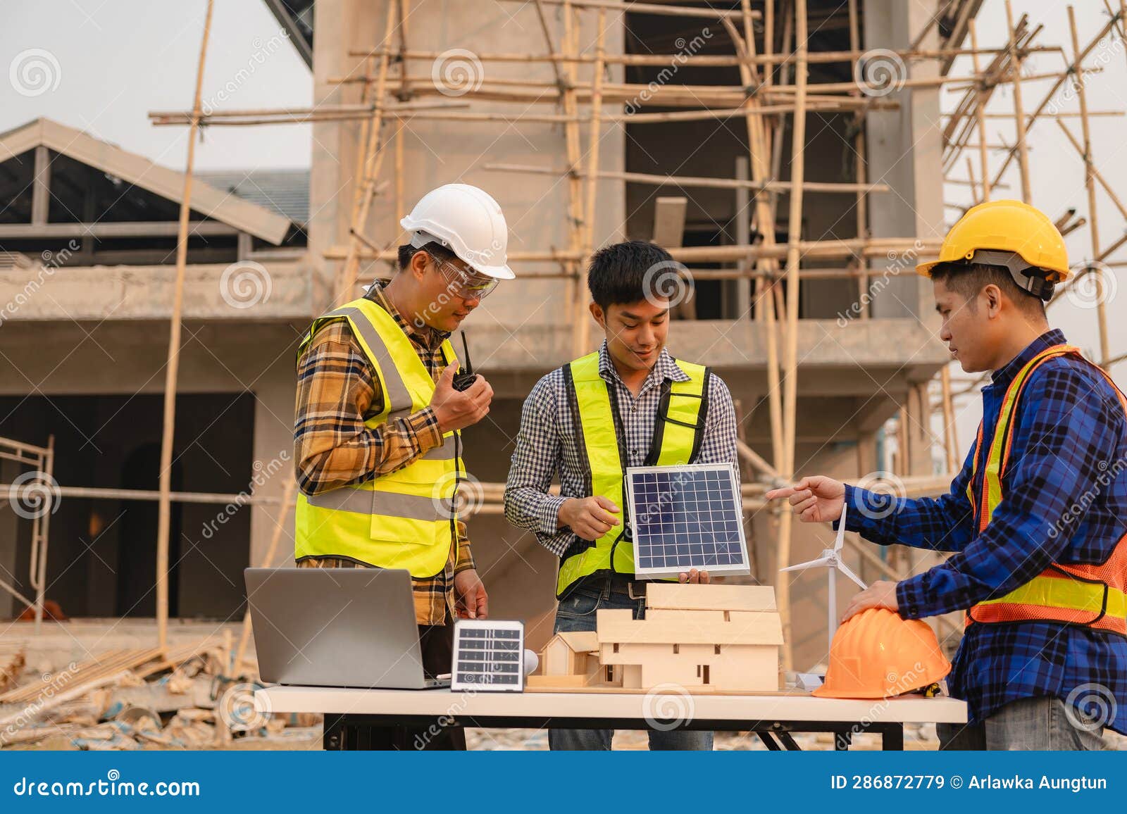 Architects and Engineers Work Together on Building Sketches and Discuss ...