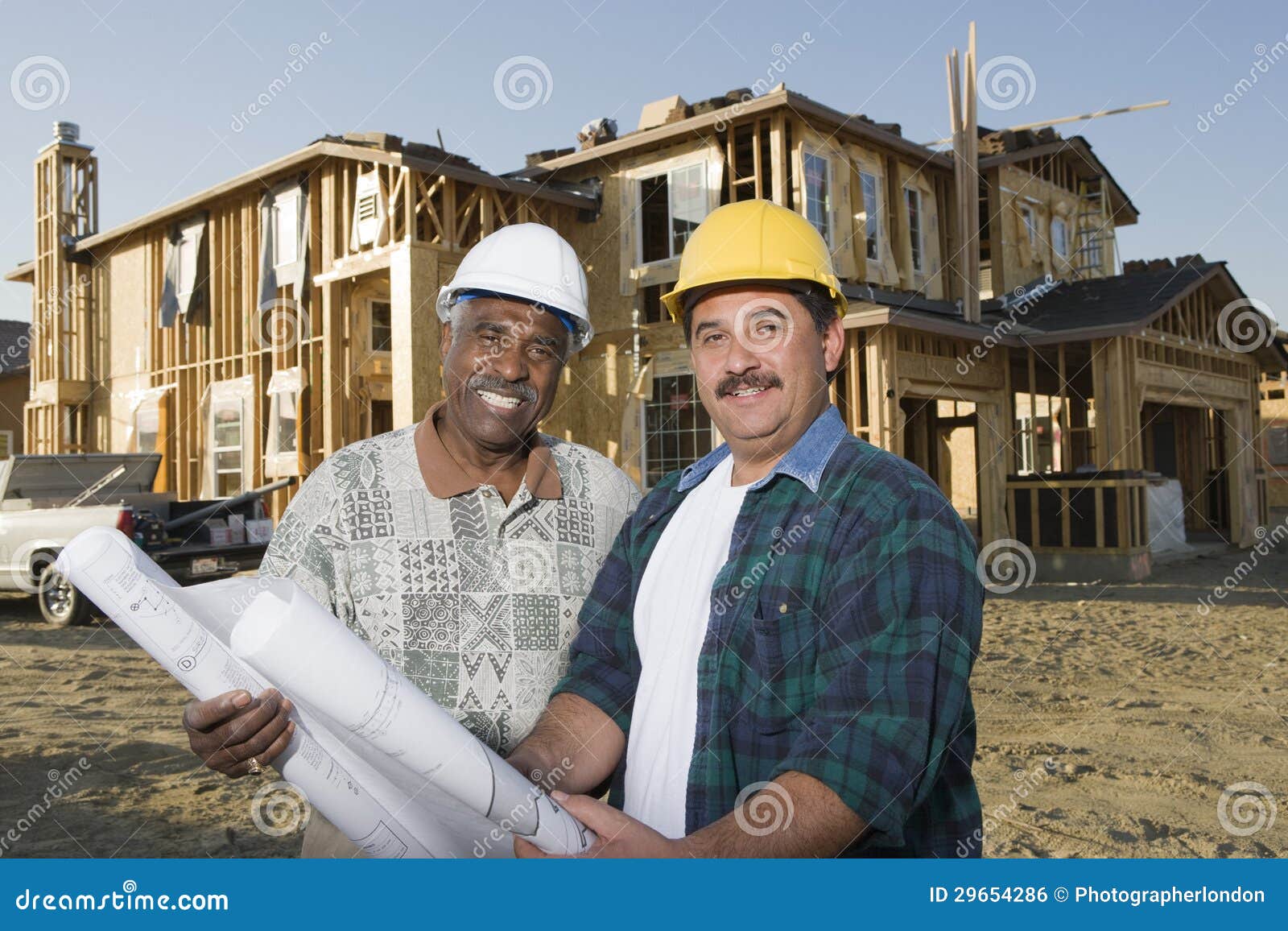 Architects in Front of Incomplete House Stock Photo - Image of american ...