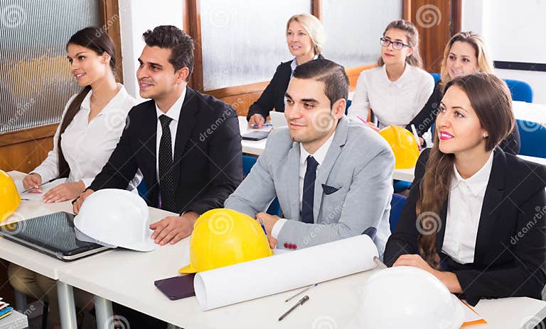 Architects Having Advanced Training Courses in Classroom Stock Image ...