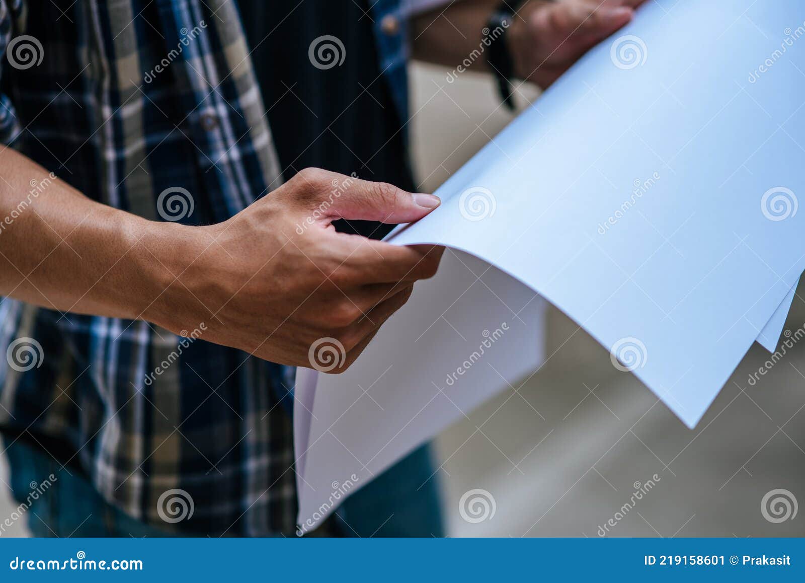 Architects Hold the Building Plan and Check the Work Stock Image ...