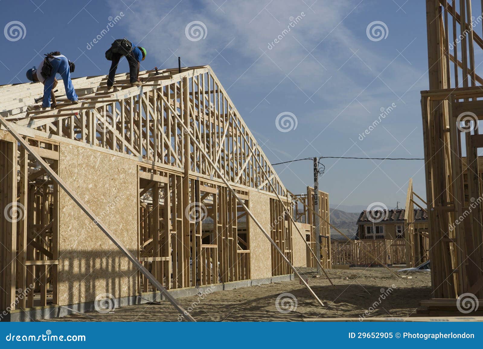 Incomplete Rooftop Roofing Construction Works With Asphalt Shingles And ...