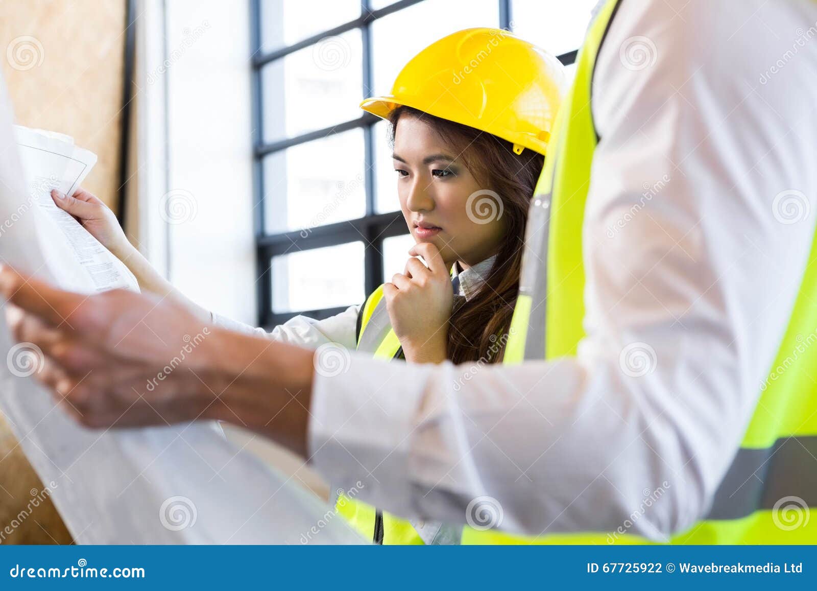 Architects Looking at Blueprint Stock Photo - Image of coworker, male ...