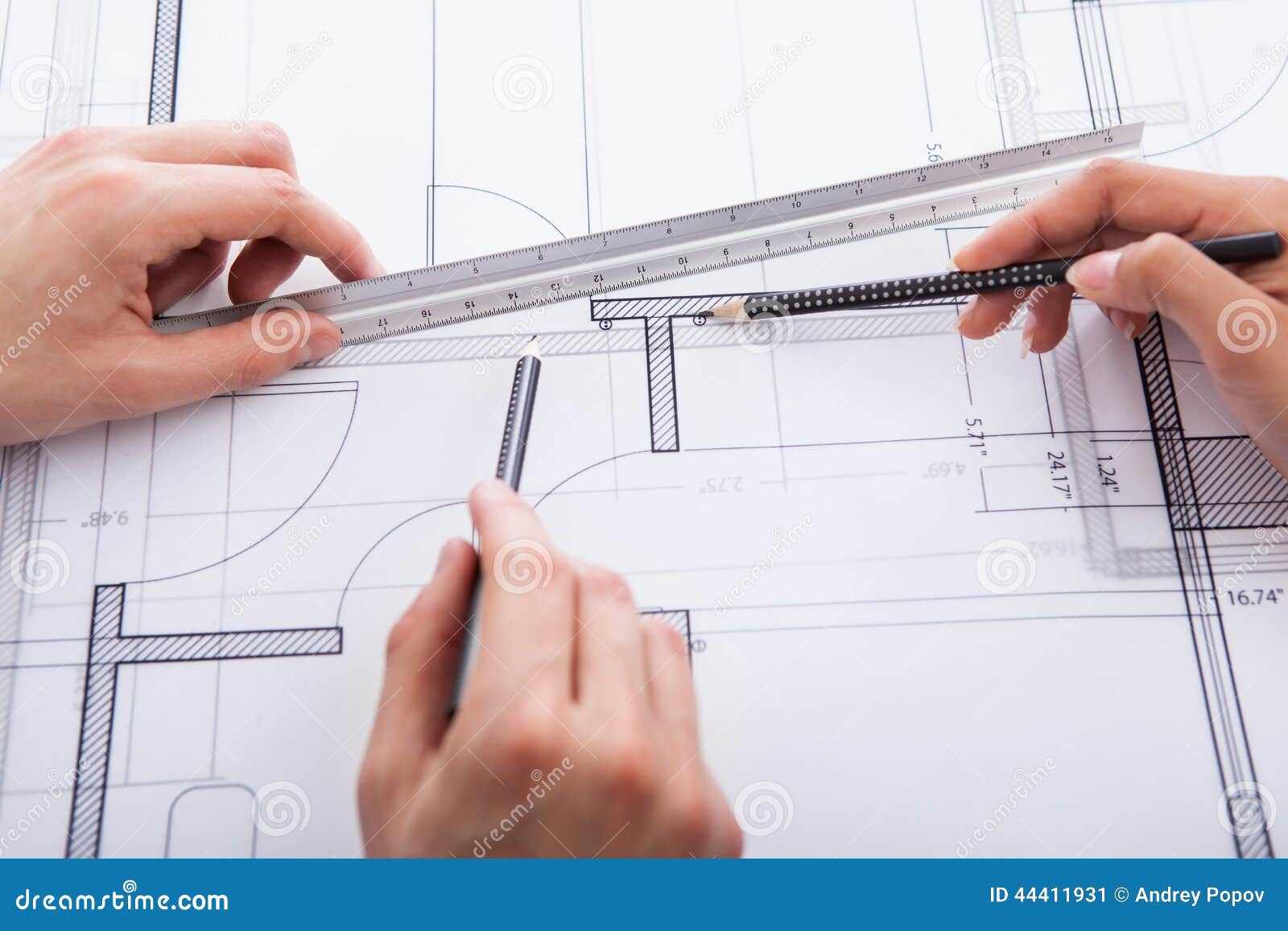 Architects Making Blueprint Stock Image - Image of drawing, occupation ...