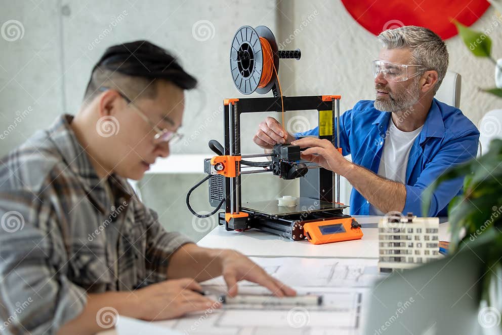 Architects Making House Model Using 3D Printer, FDM Technology for ...