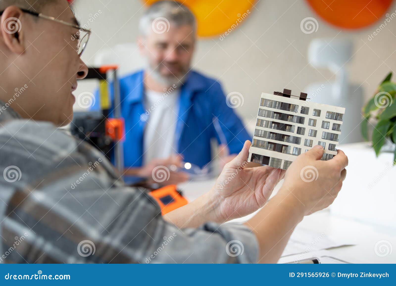 Architects Making House Model Working with 3D Printer, Creating Process ...