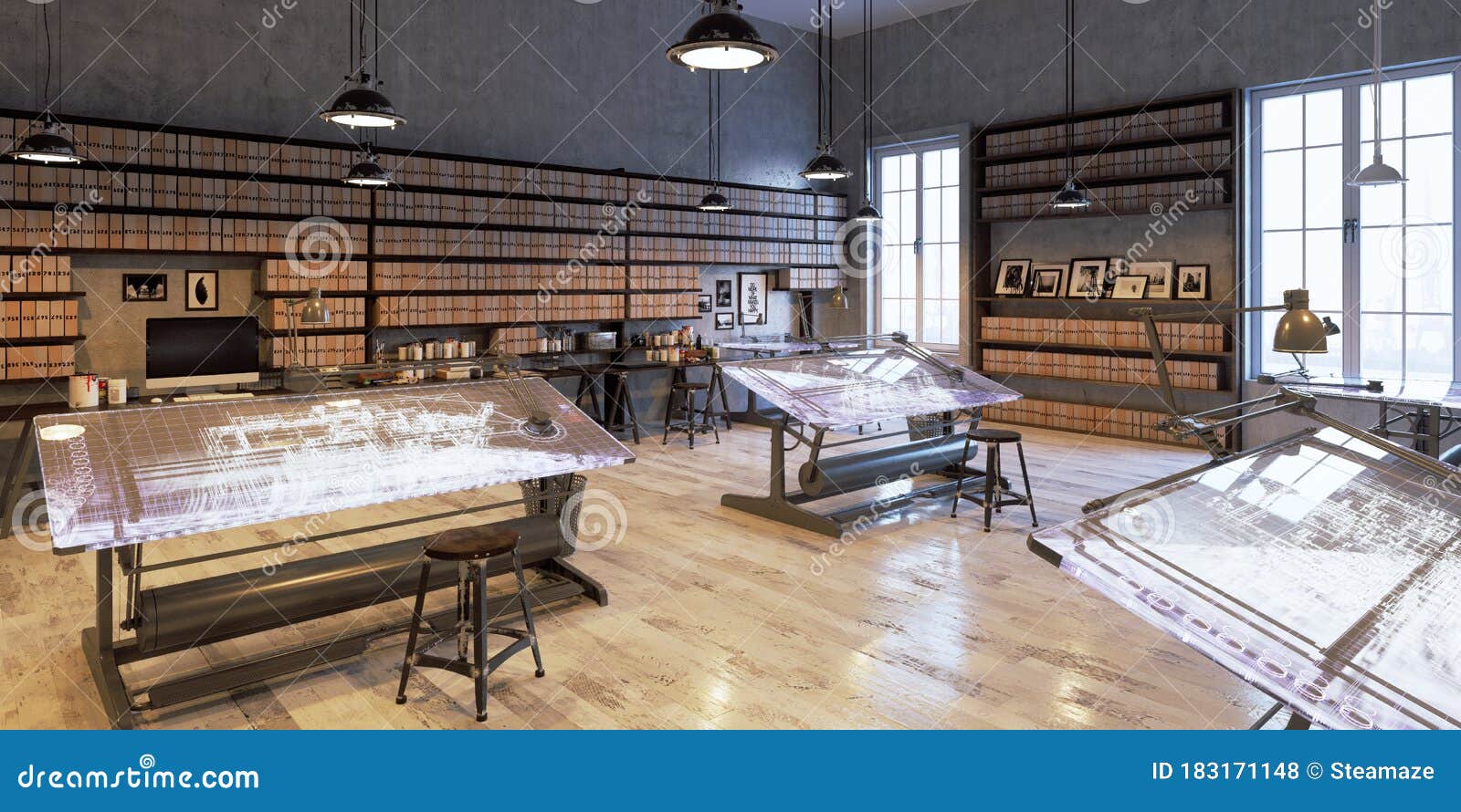 Architects Office. Architects Room. Workplace. Stock Illustration ...