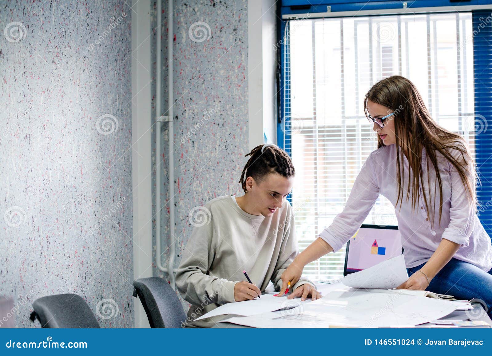 Architects in Office Working after Hours Stock Photo - Image of ...