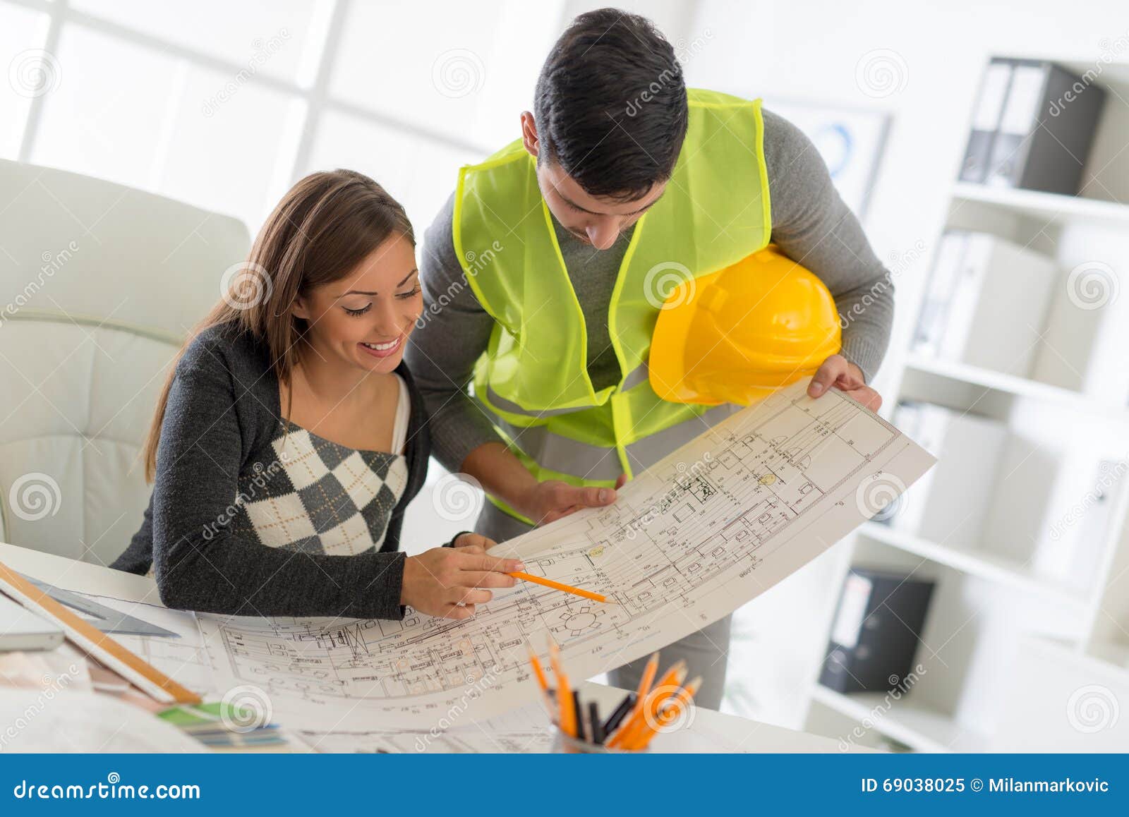 Architects Partners Planning Next Step Stock Image - Image of holding ...