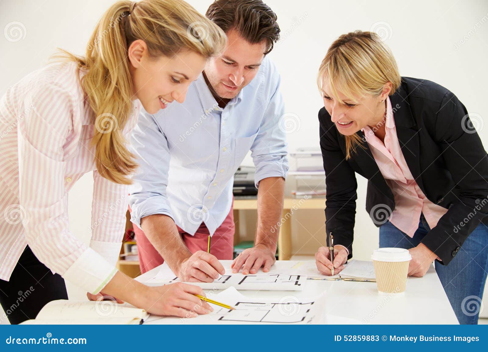 Architects Planning Layout of Empty Office Space Stock Image - Image of ...