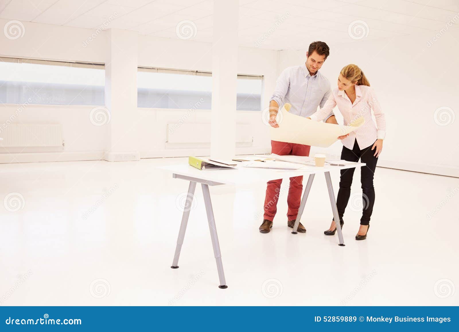Architects Planning Layout of Empty Office Space Stock Image - Image of ...