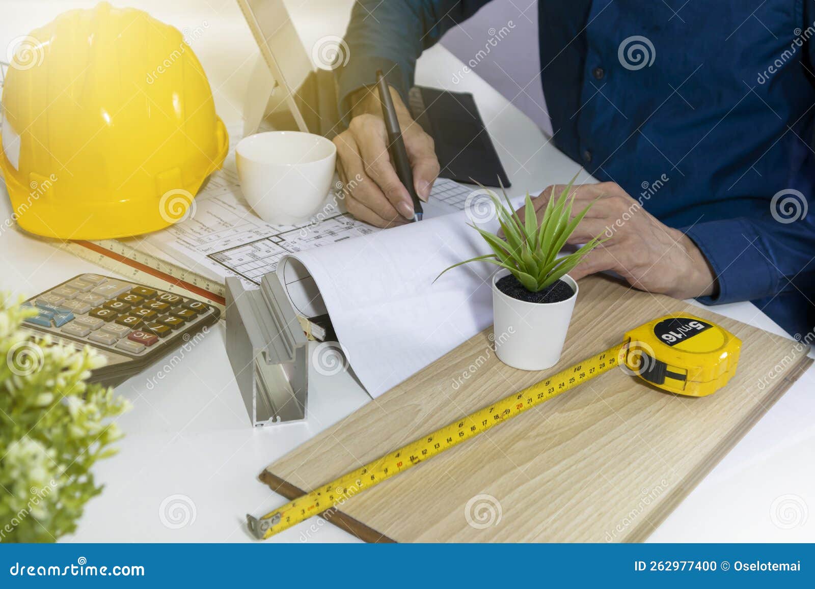 Architects Sit and Work on Building Design and System Work ...