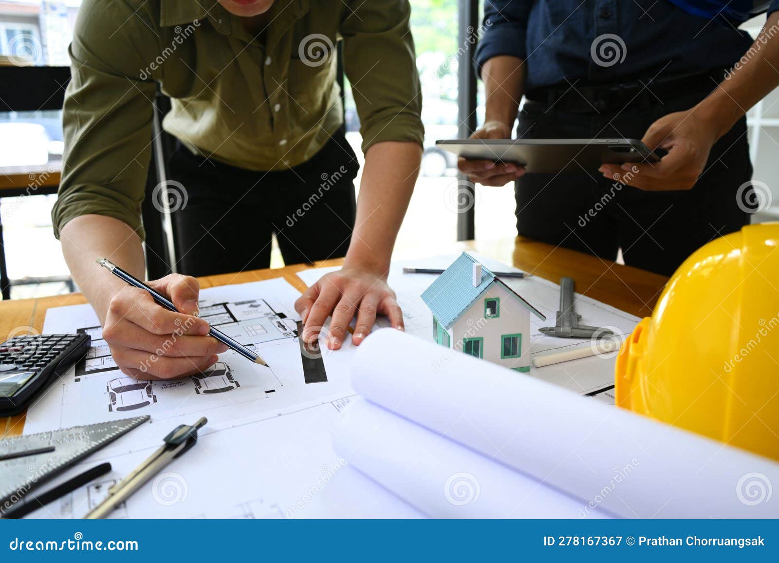 Architects Team Collaborating, Planning Working Together at Co Working ...