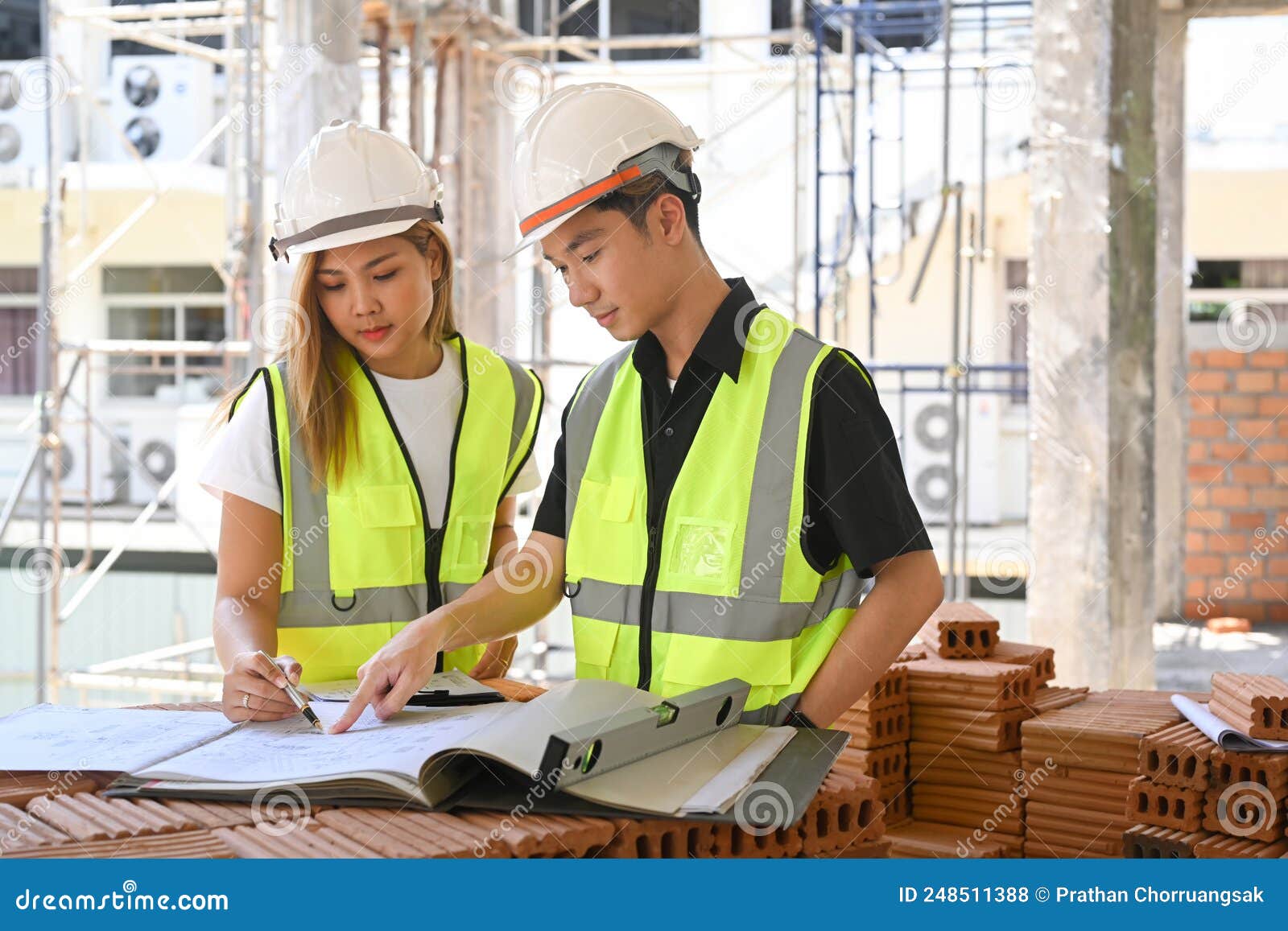 Architects Team Working, Discussing, Planing, Measuring Layout of ...