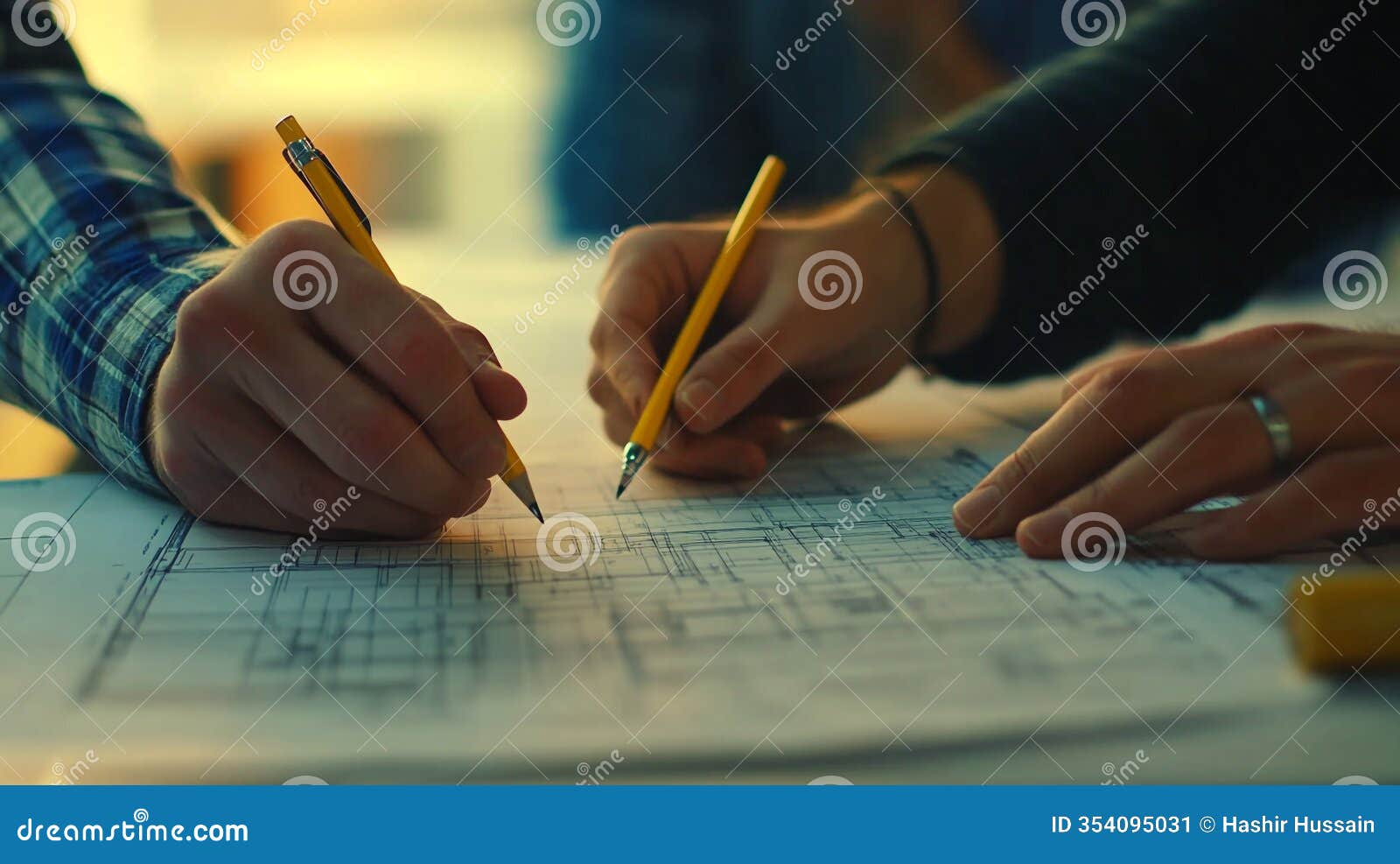 Architects Teamwork Blueprint Planning Design Construction Engineering ...