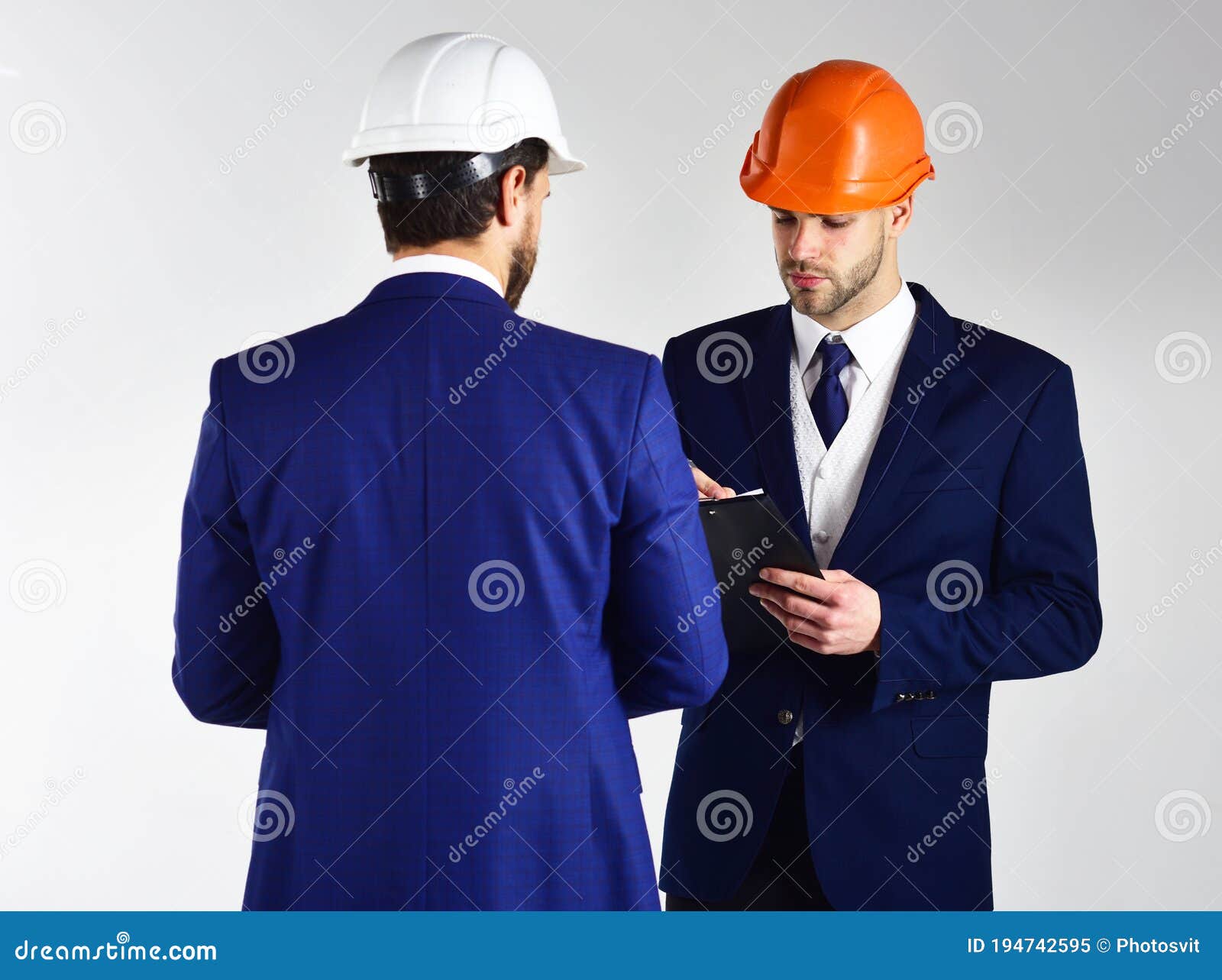 Architects Think about Project. Entrepreneur and Engineer Back View ...