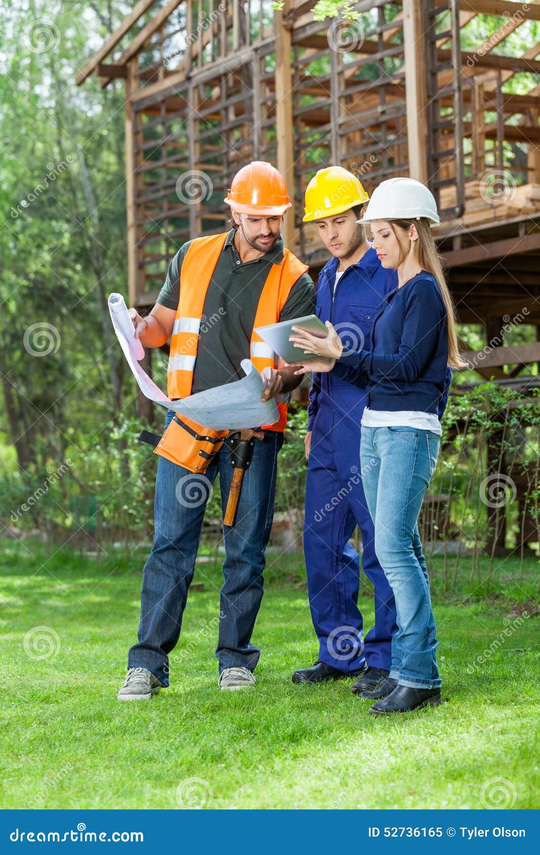 Architects Using Tablet Computer at Construction Stock Image - Image of ...