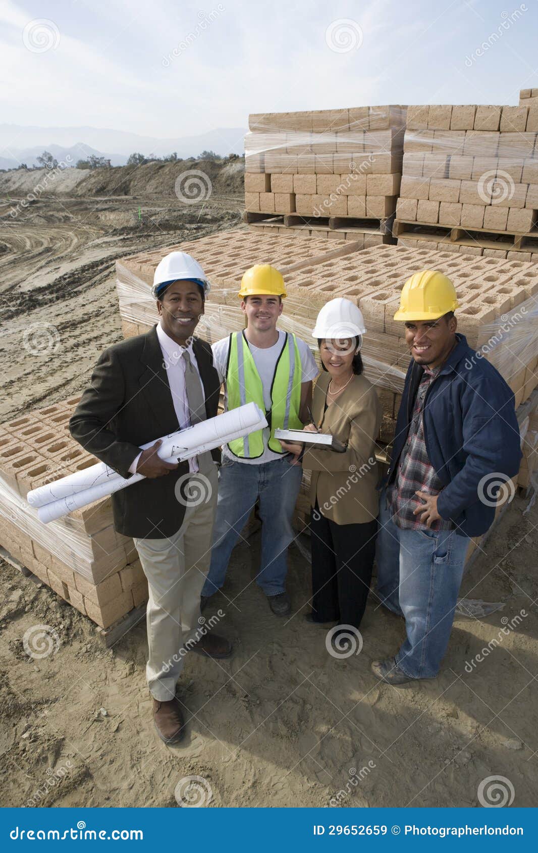 Architects and Workers at Construction Site Stock Image - Image of ...