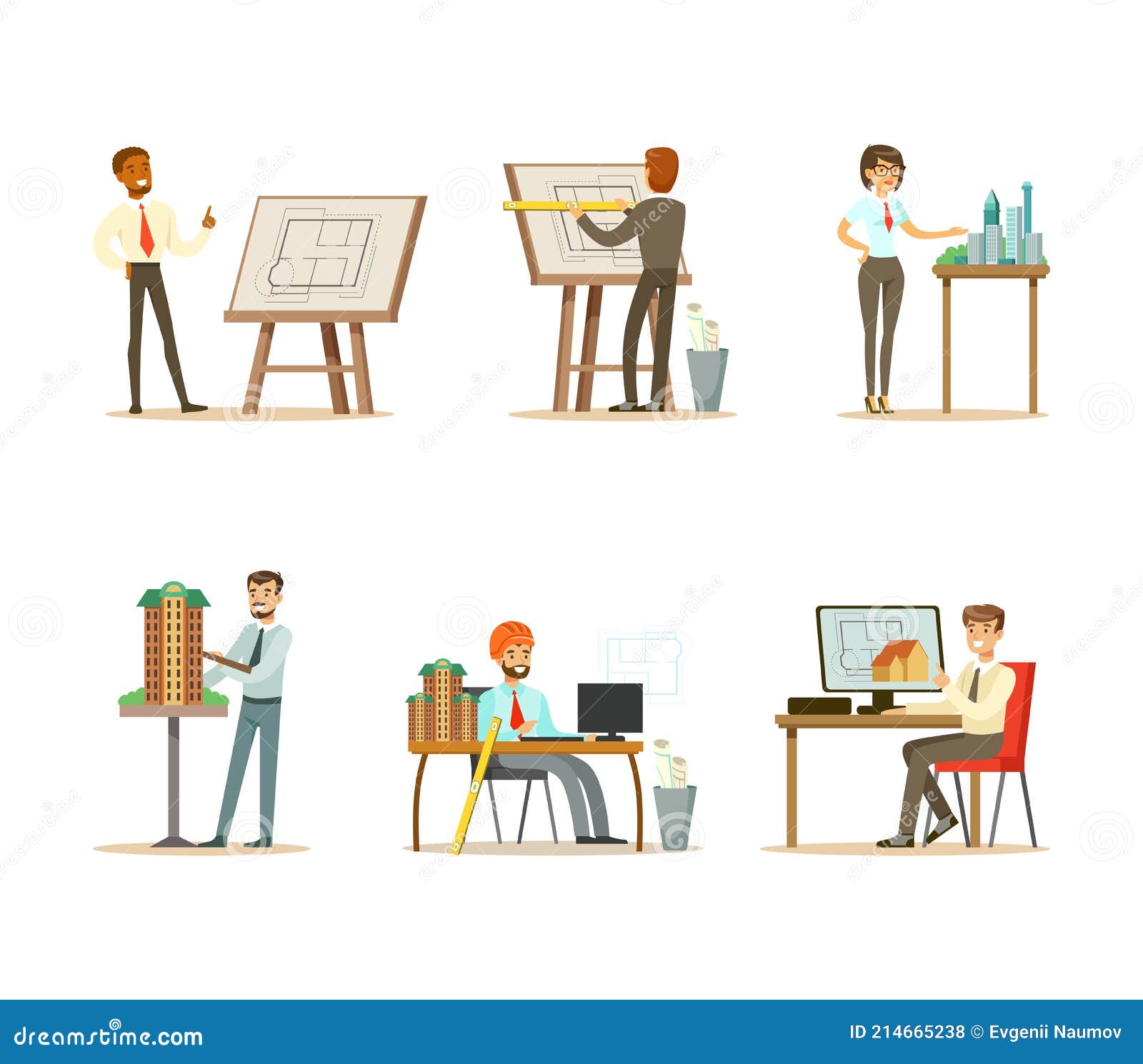 Architects Working On Architectural Plans Set, Construction Engineers ...