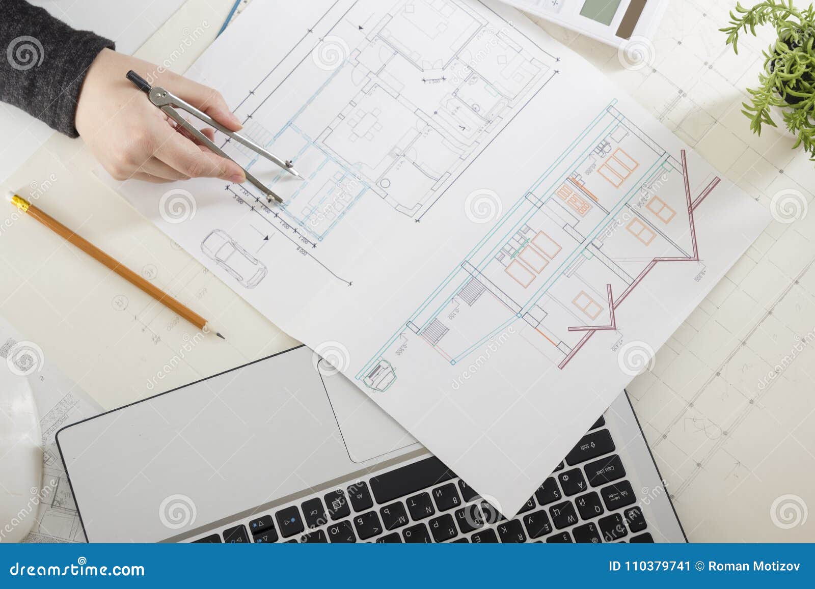 Architects Working on Blueprint, Real Estate Project. Architect ...