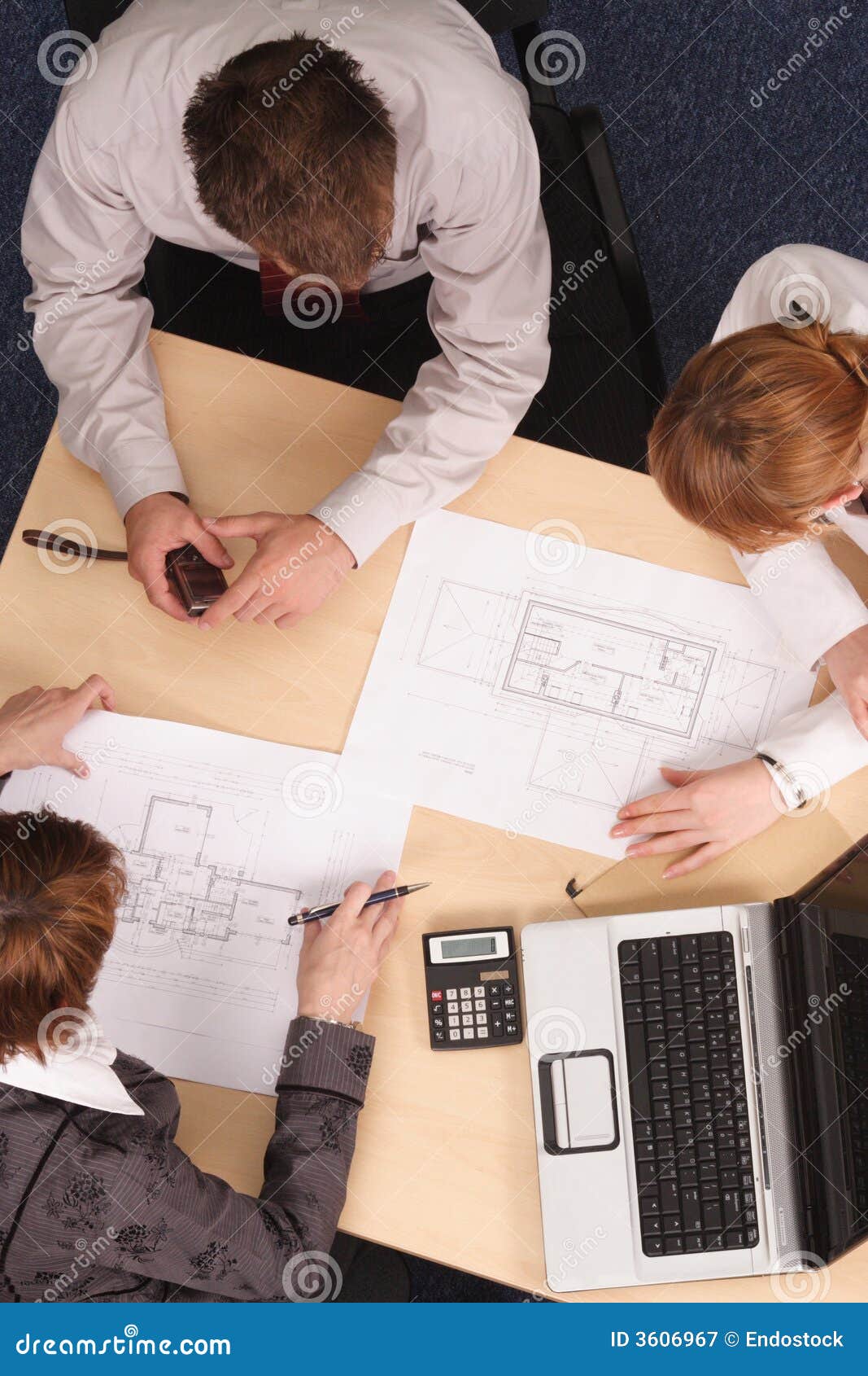 Architects Working with Blueprints Stock Image - Image of apartment ...