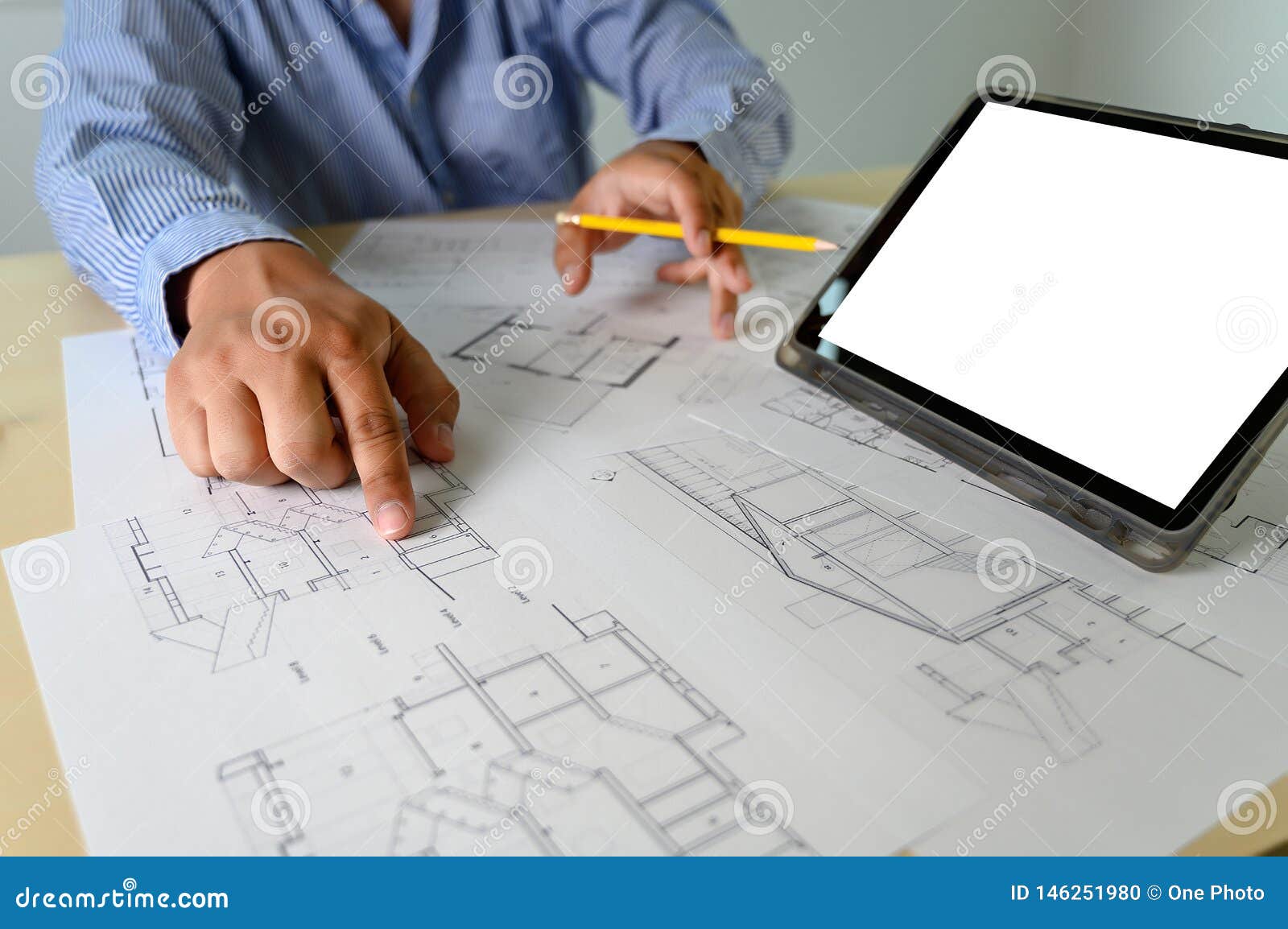 Architects Working Laptop Interior Architect Workplace Construction ...