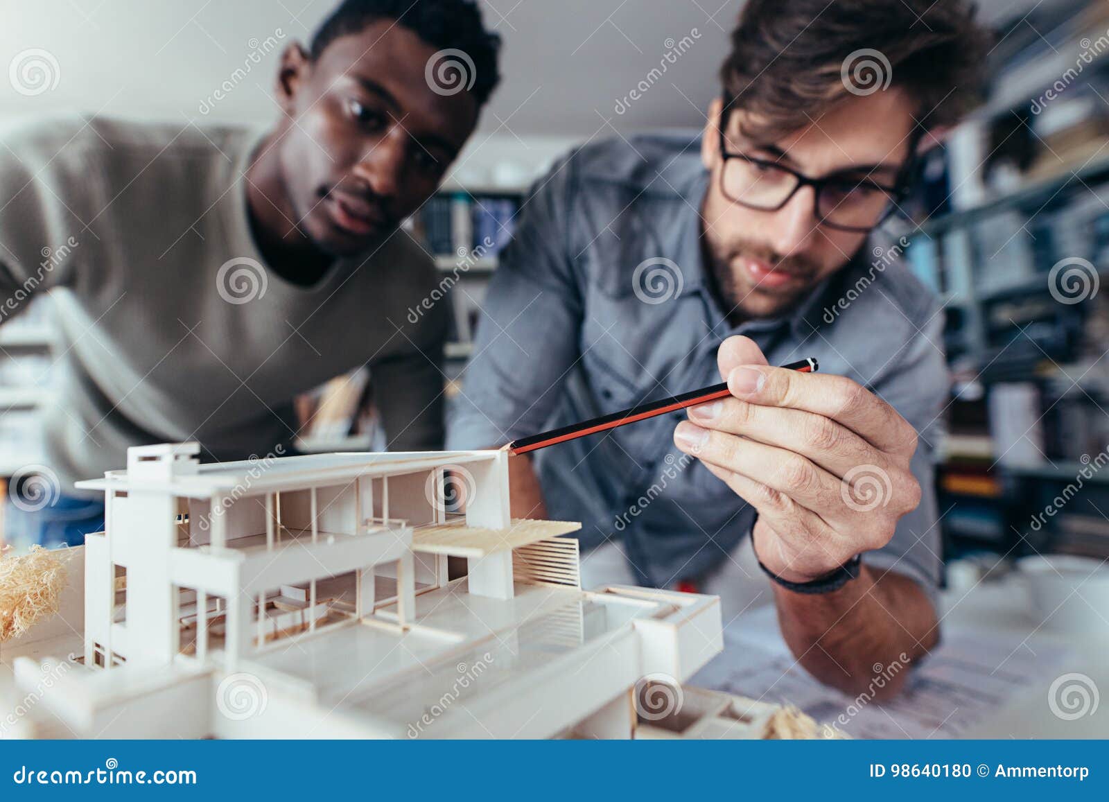 Architects Working on New Architectural House Model Stock Photo - Image ...