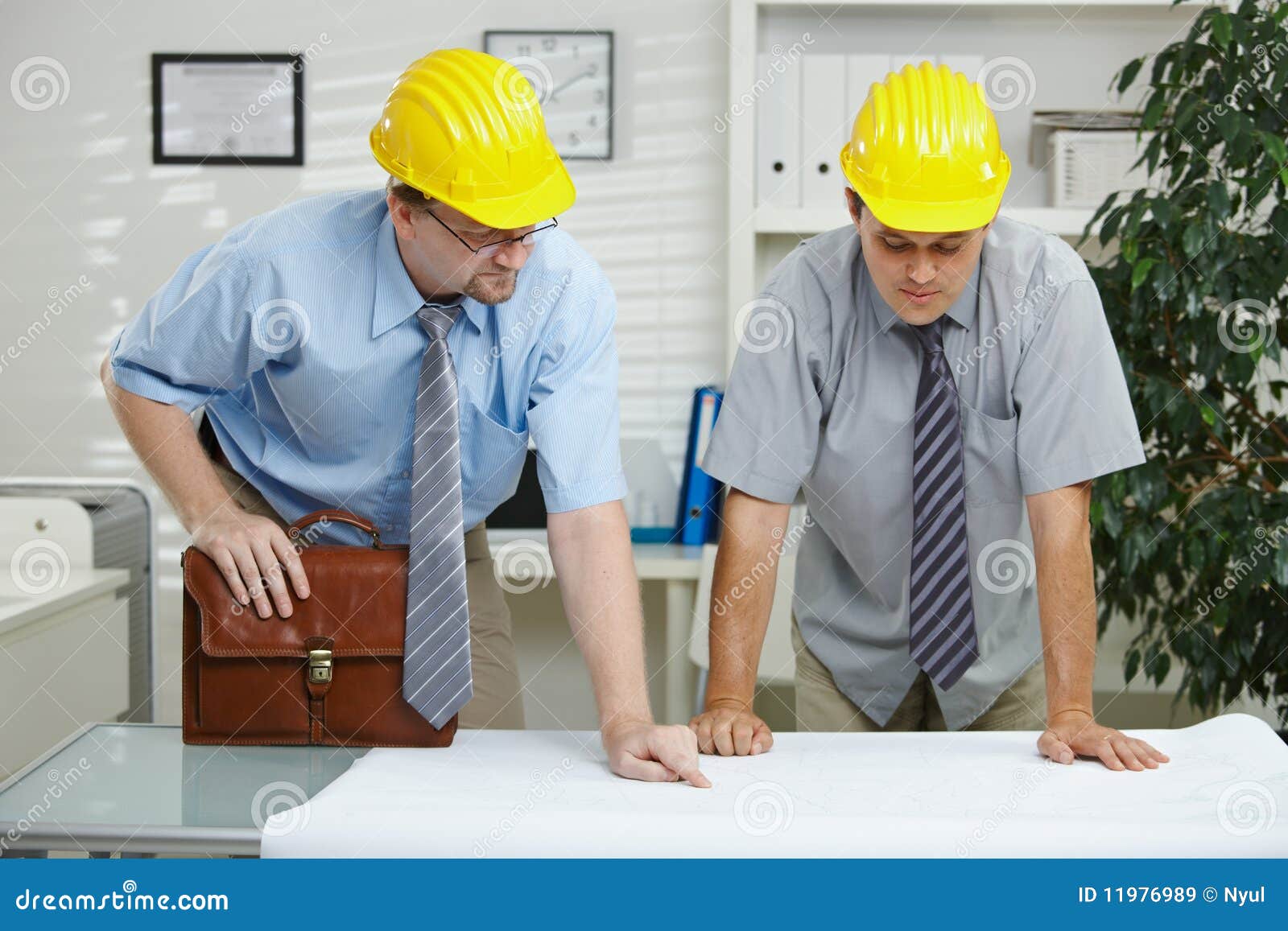 Architects Working On Blueprint, Real Estate Project. Architect ...