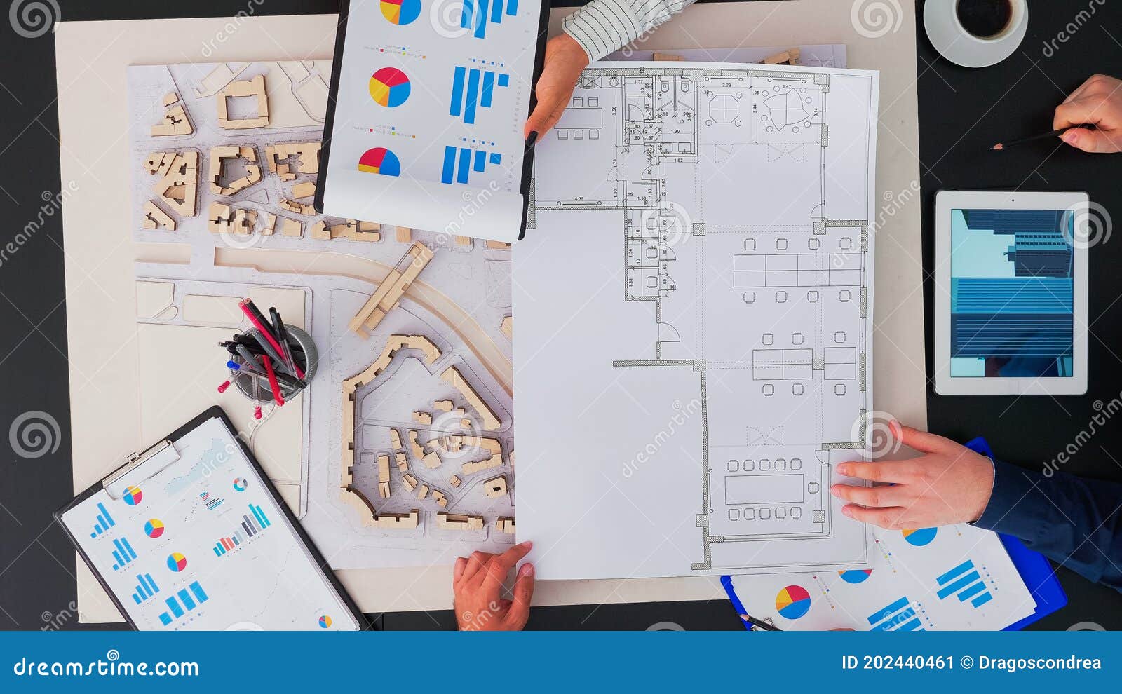 Architects Working at Office Table Stock Image - Image of engineering ...