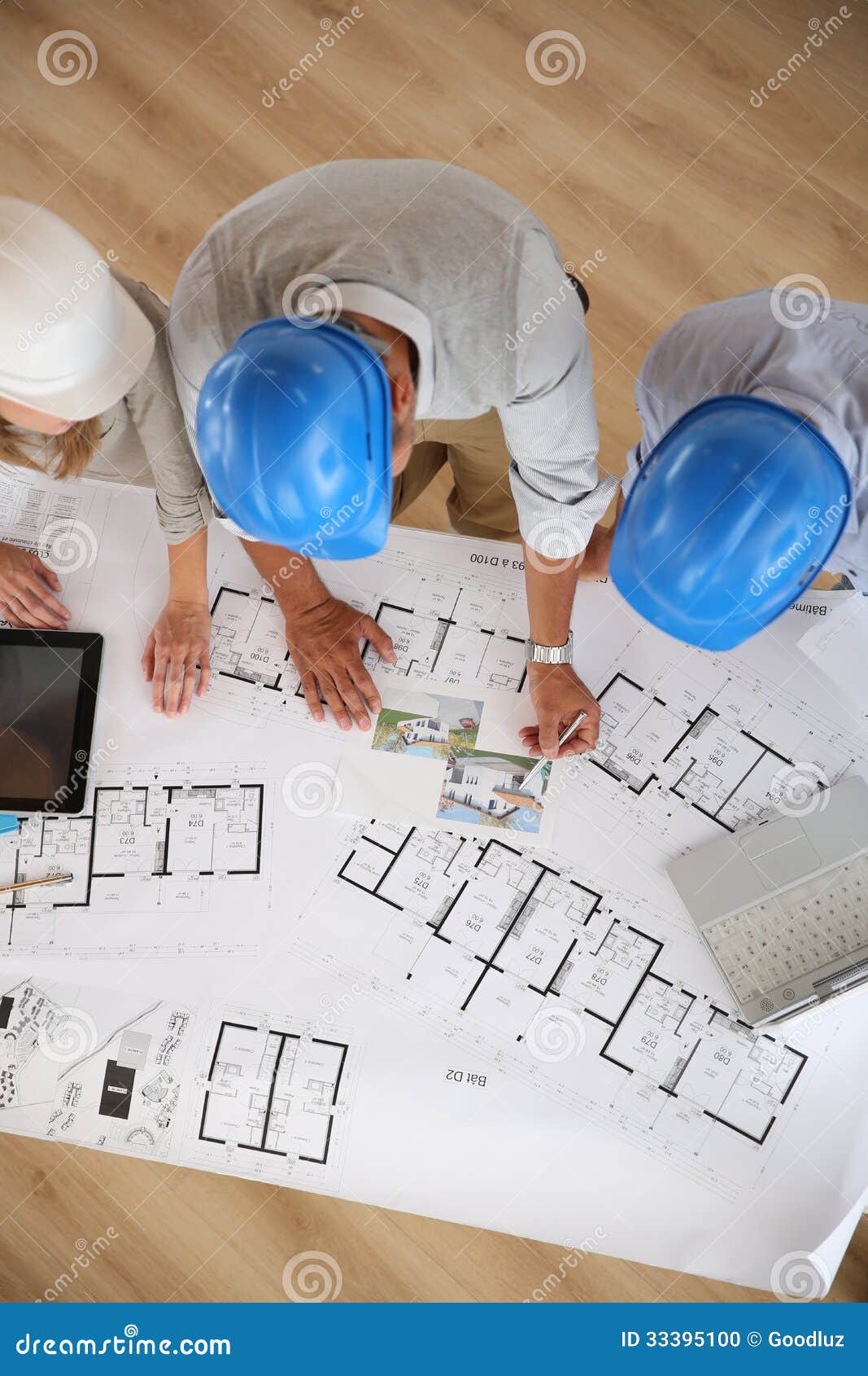 Architects Working with Plans and Computers Stock Photo - Image of ...