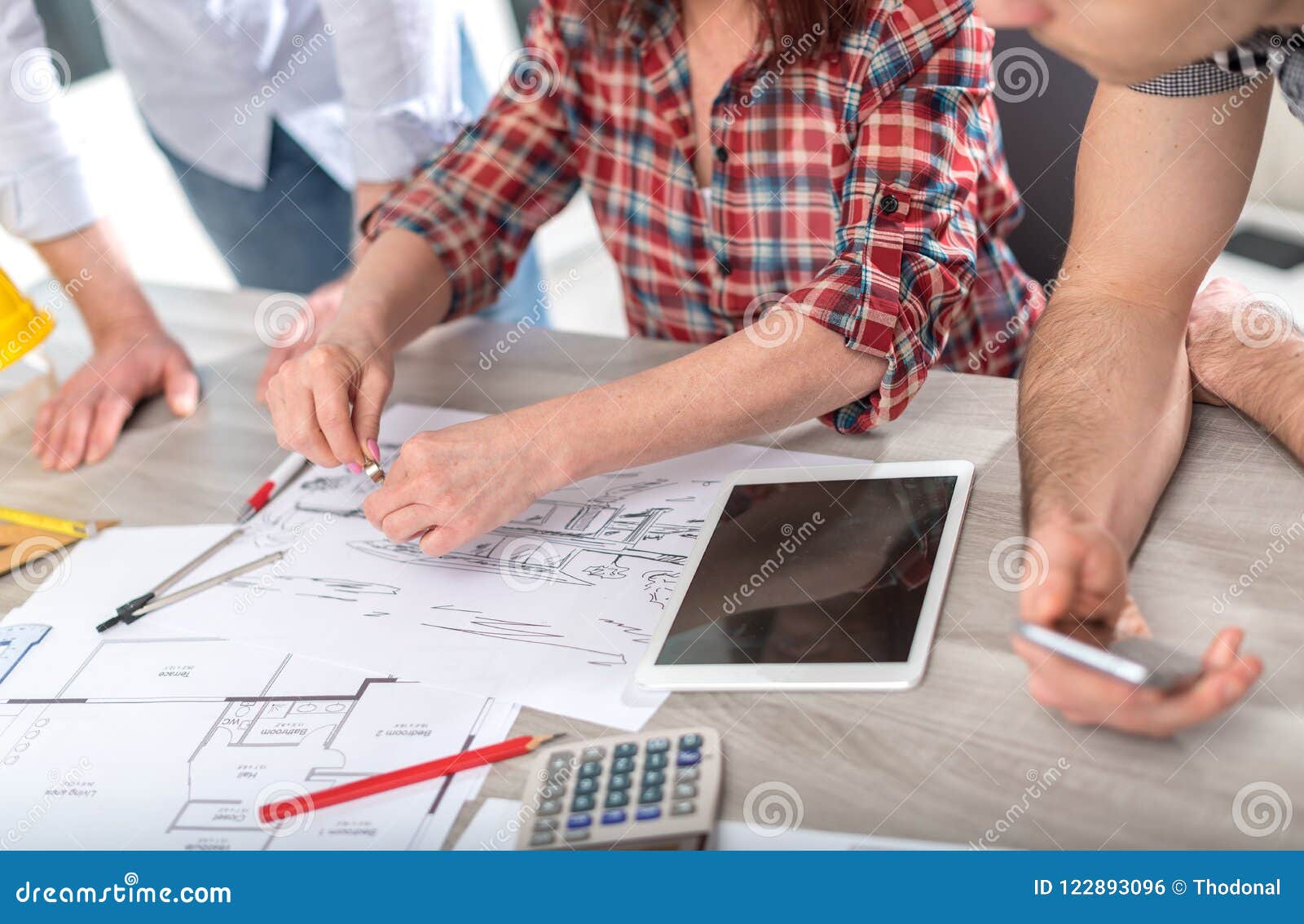 Architects Working on Plans Stock Photo - Image of construction, desk ...