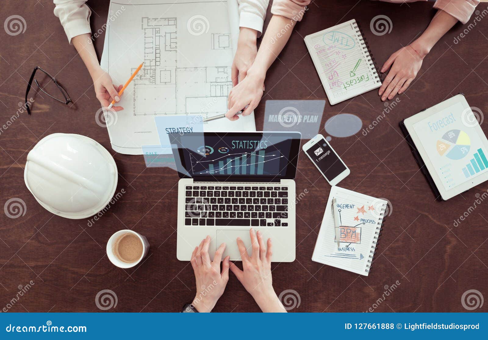 Architects Working on Project Stock Illustration - Illustration of ...