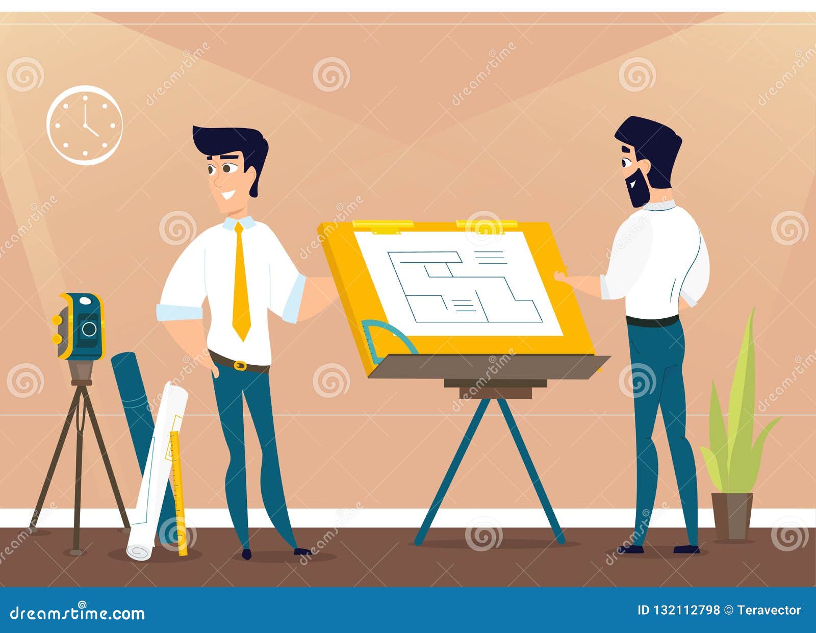 Architects is Working on the Project the Premises Stock Vector ...