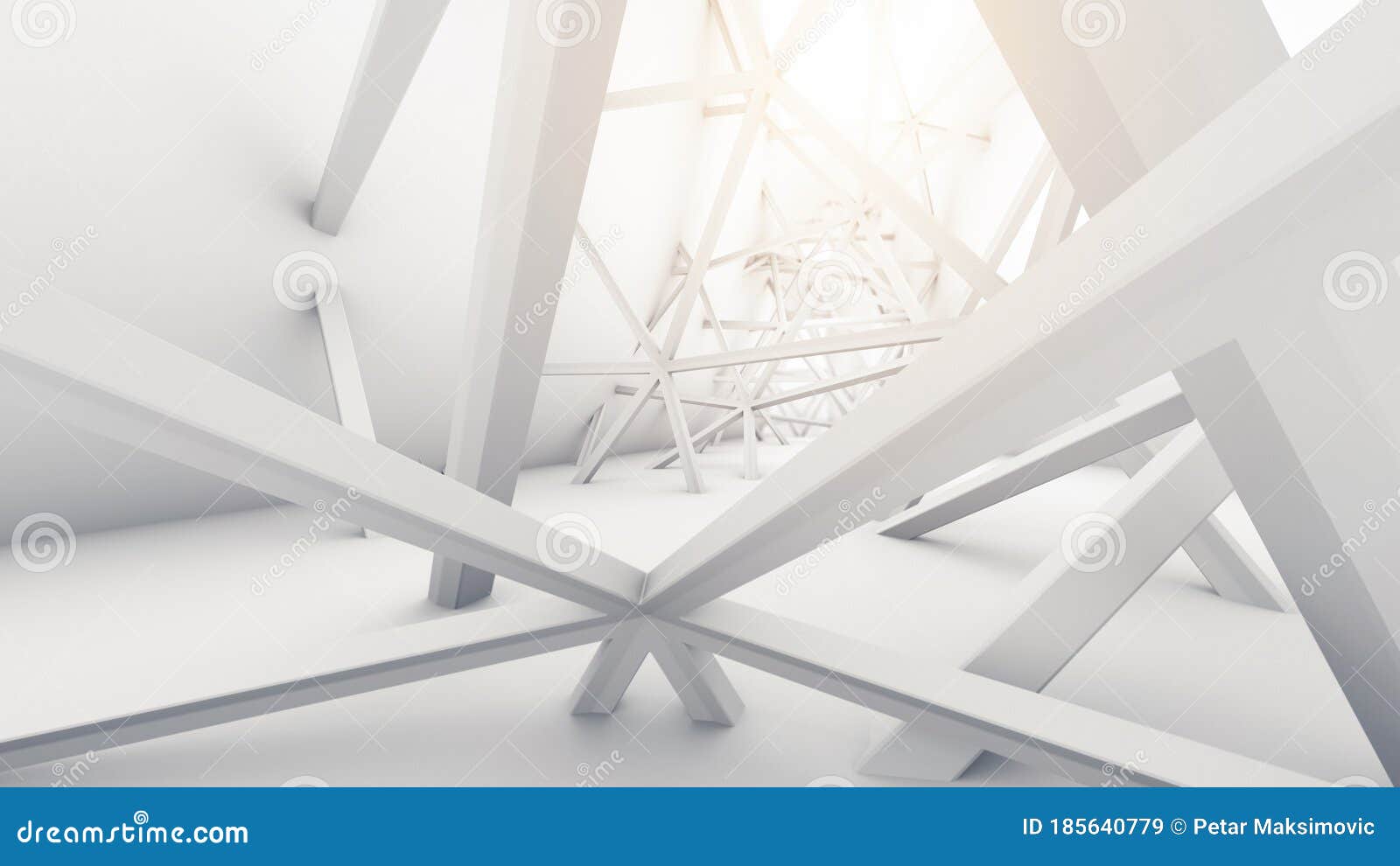 Architectural Abstract Construction White Beams Background, 3d ...