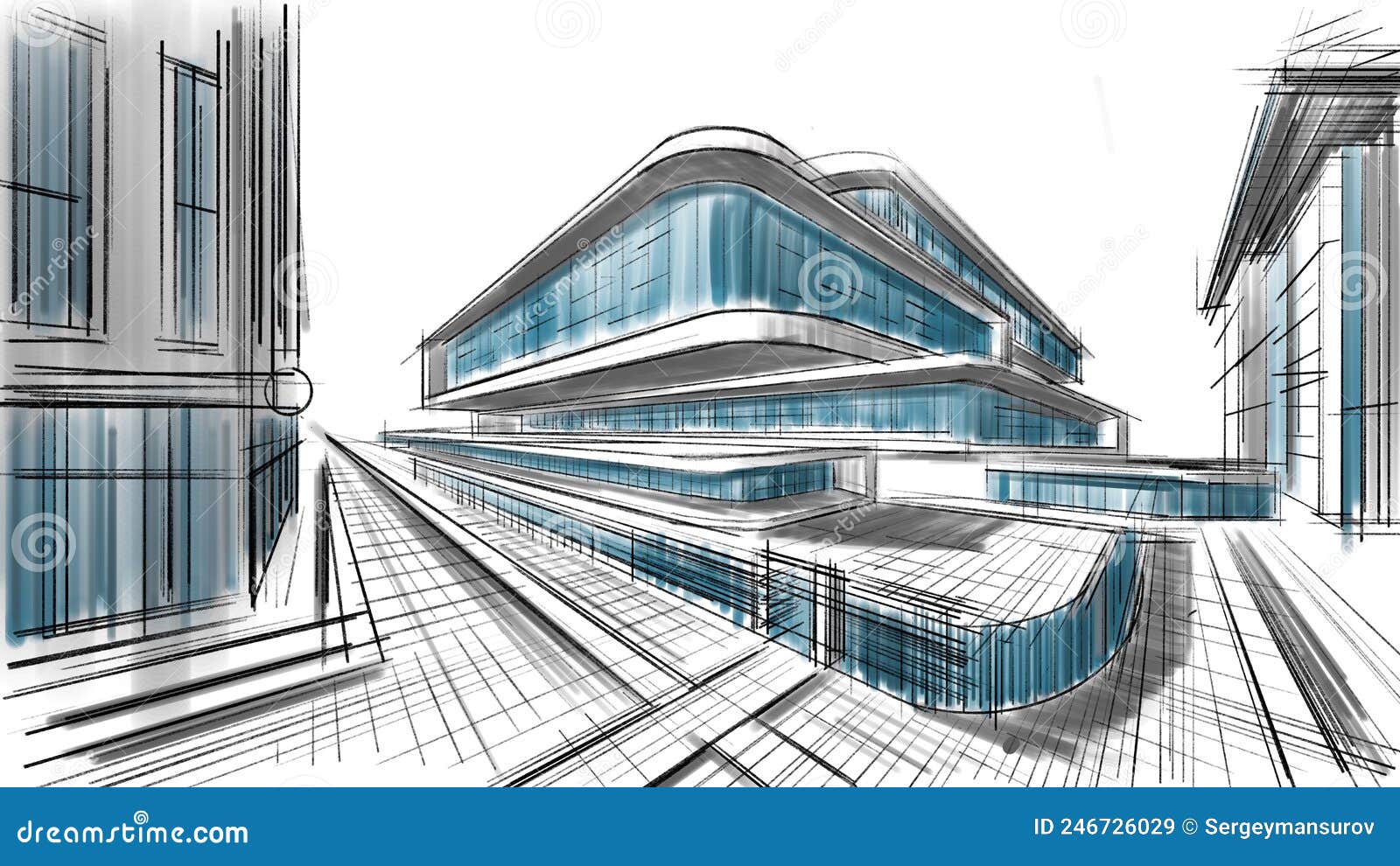 Architectural Abstract Sketch of a Complex of Buildings. Stock ...