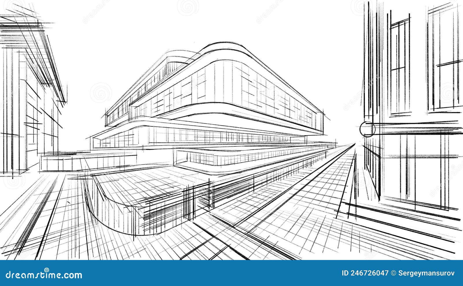 Architectural Abstract Sketch of a Complex of Buildings. Stock ...