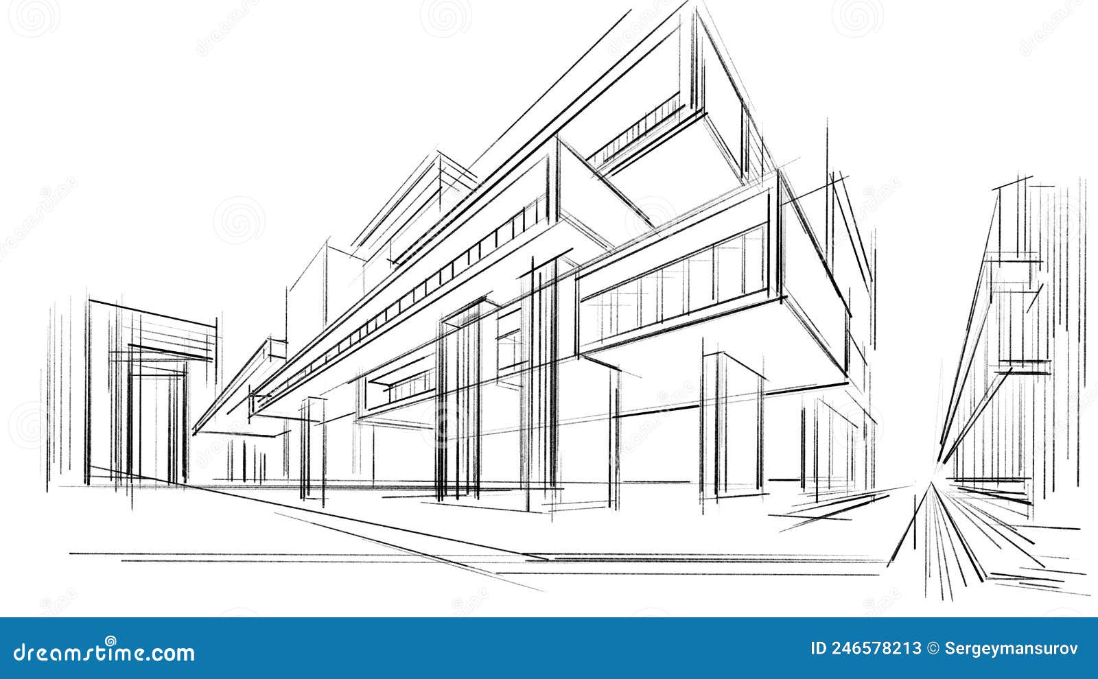 Architectural Abstract Sketch of a Complex of Buildings. Stock ...
