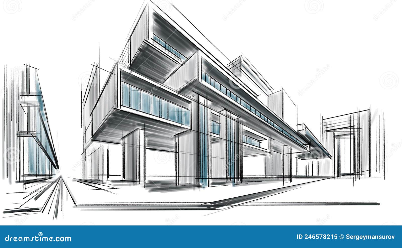 Architectural Abstract Sketch of a Complex of Buildings. Stock ...