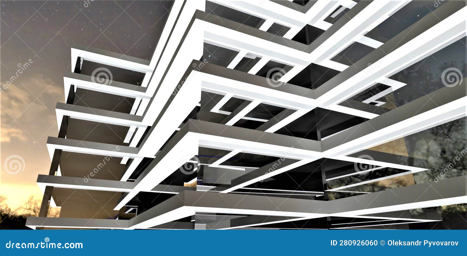 Architectural Abstraction. the Facade of a Low-rise Modern Office ...