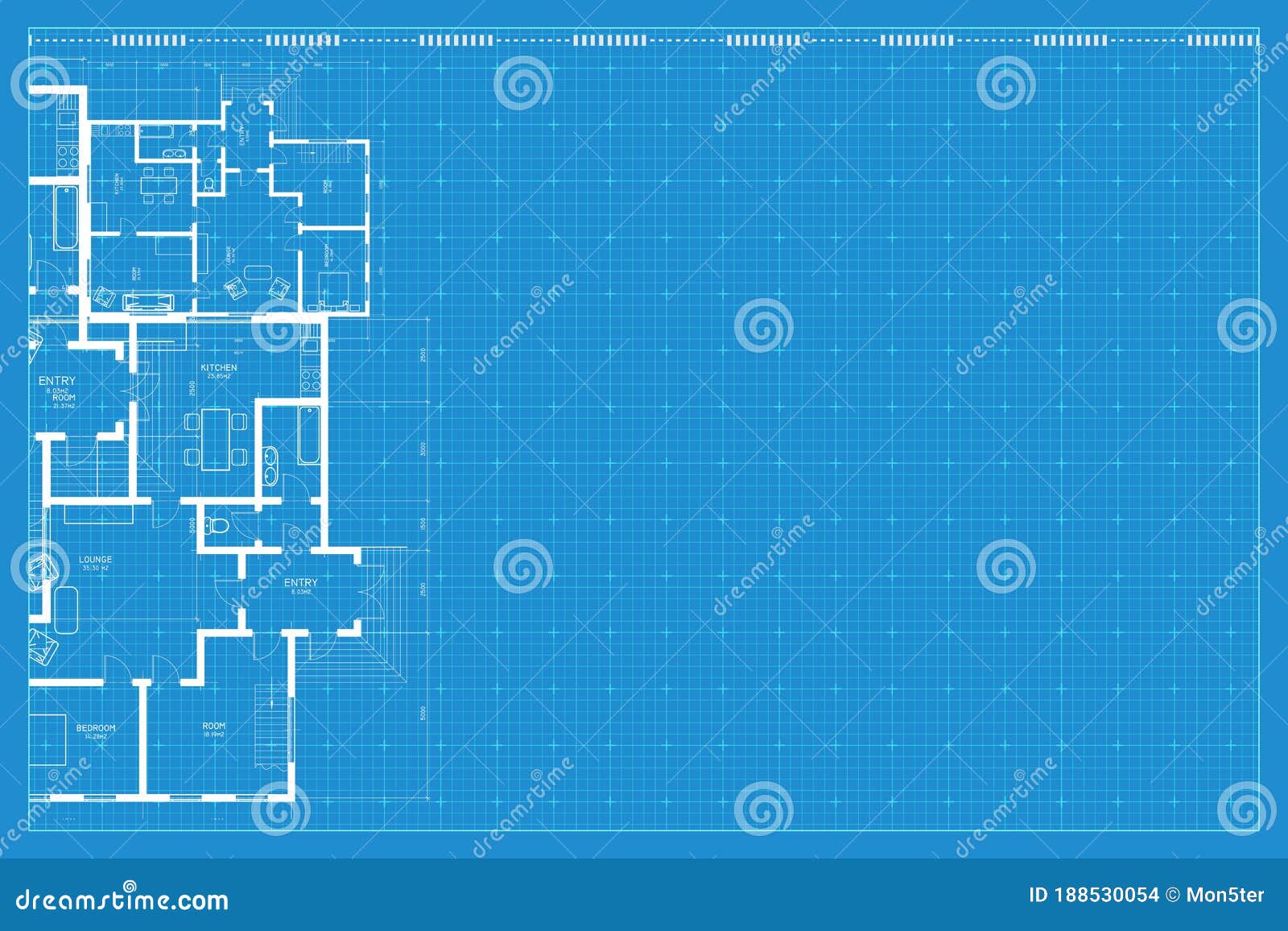 Architectural Background. Blue Print of Building. Technical Draw Stock ...