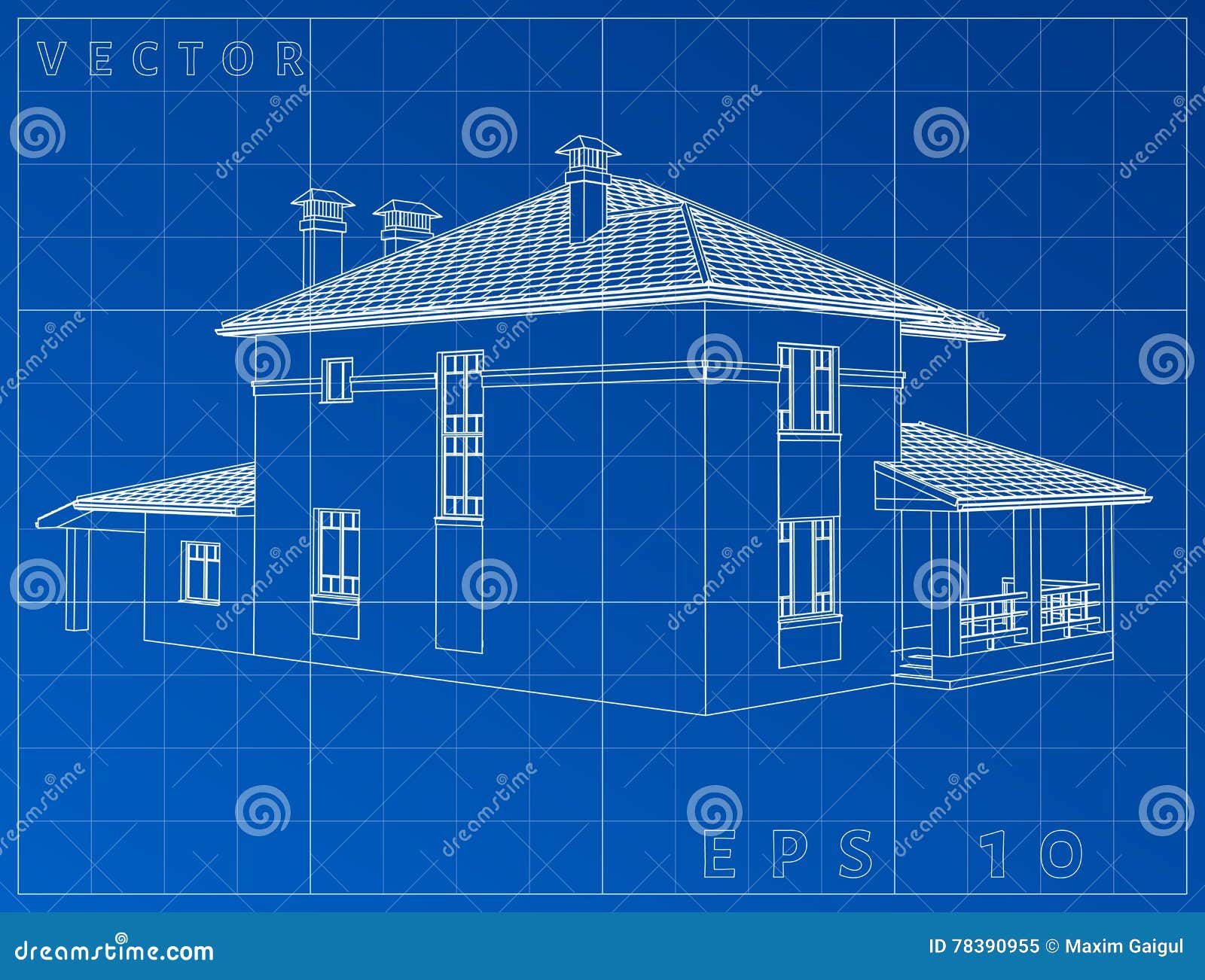 Architectural Background with a 3D Building Model. Vector Clip-art ...