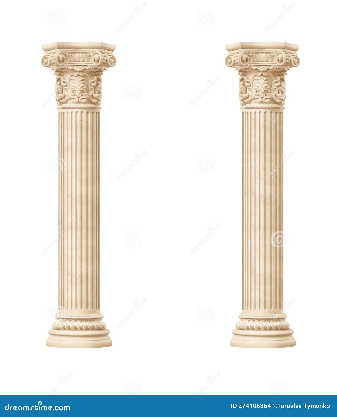 Architectural Beige Columns Ionic Order Isolated On Transparent Png ...