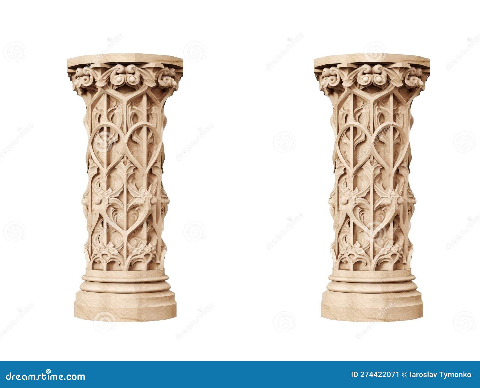 Architectural Beige Columns Ionic Order Isolated On Transparent Png ...