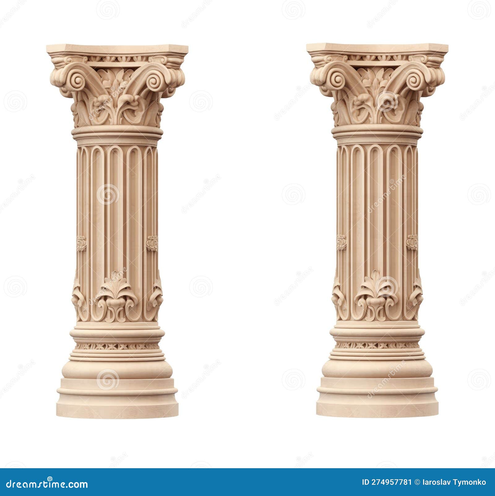 Architectural Beige Columns Ionic Order Isolated On Transparent Png ...