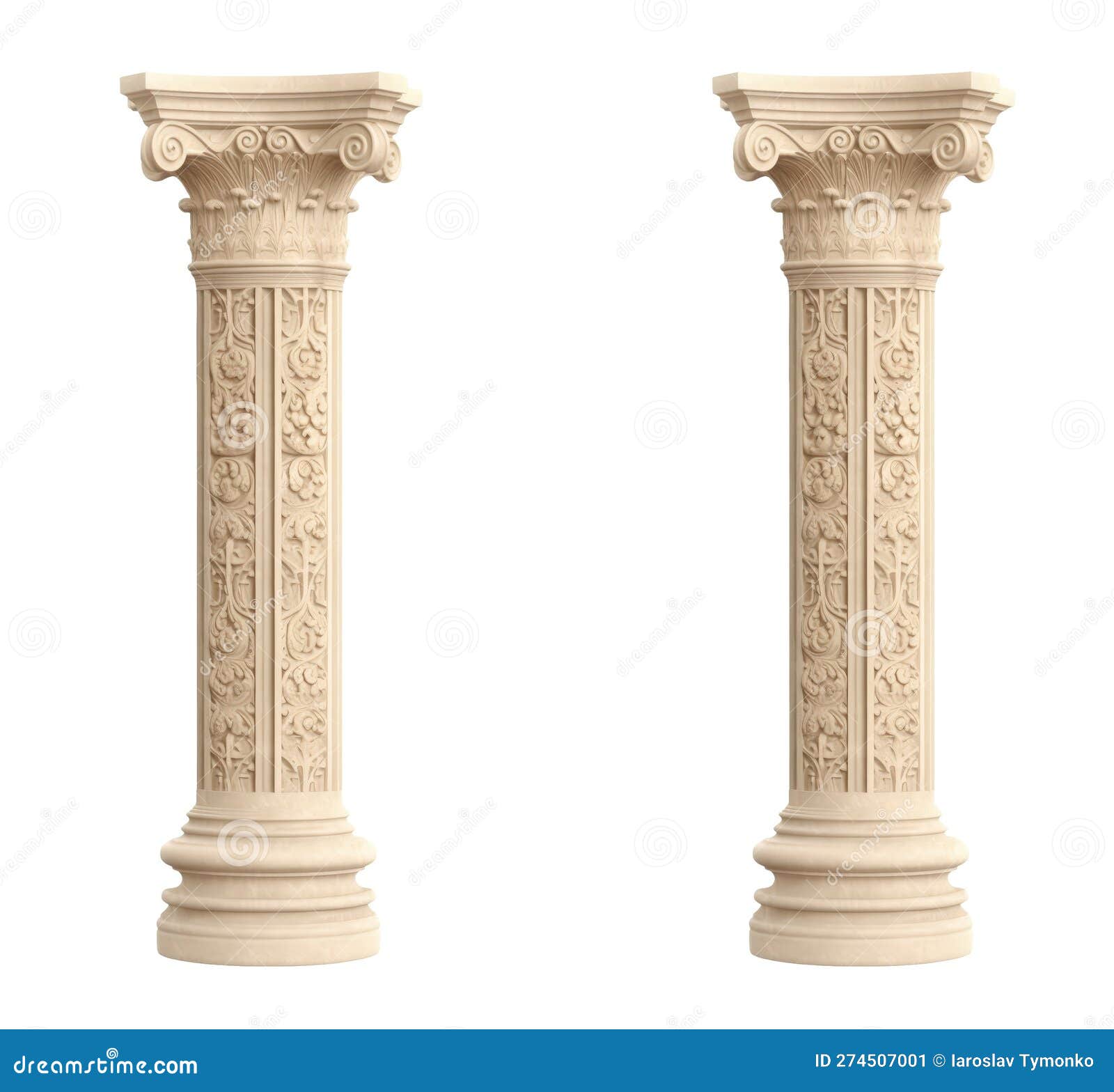 Architectural Beige Columns Ionic Order Isolated On Transparent Png ...
