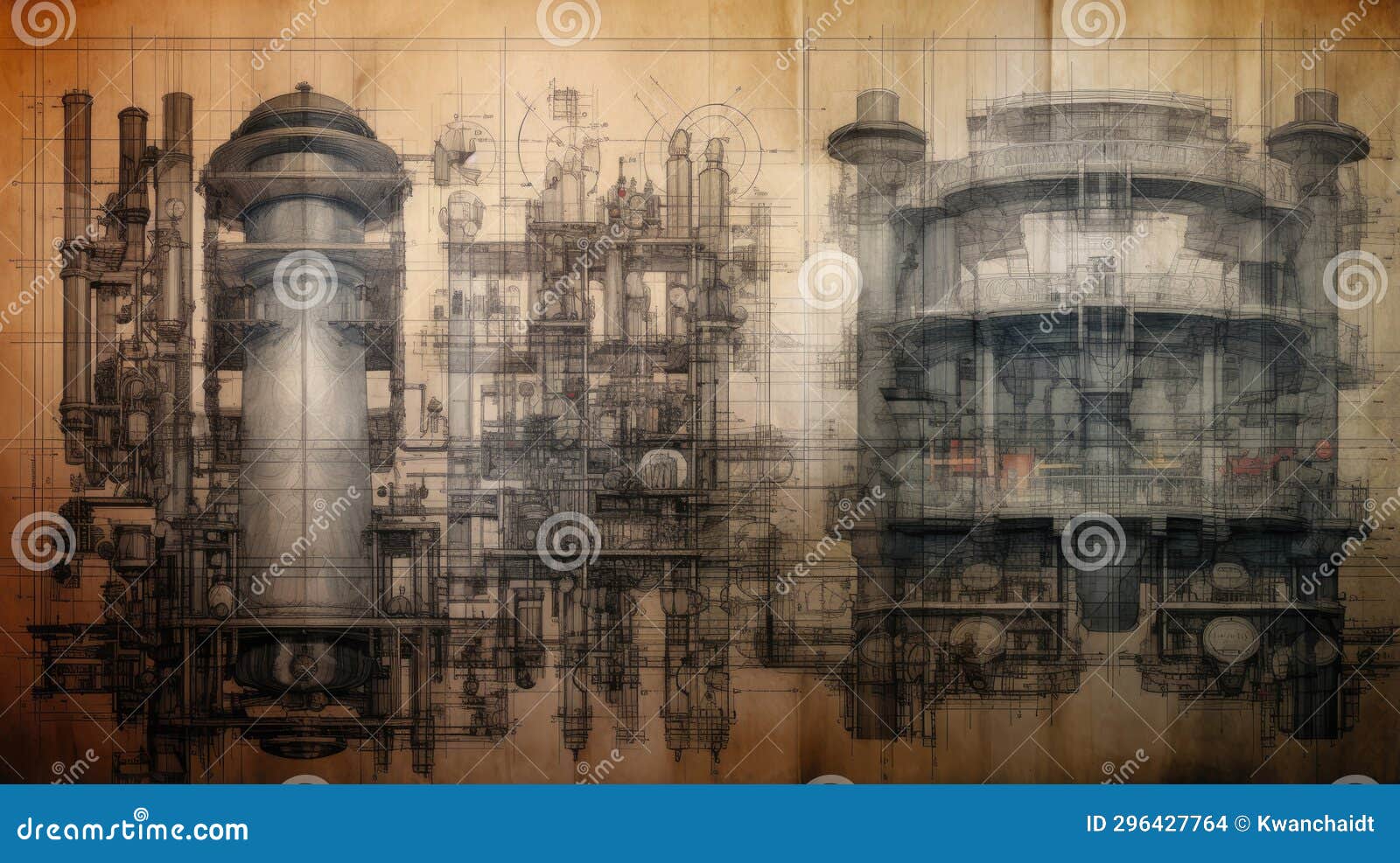 An Architectural Blueprint with Detailed Floor Plans and Elevation ...