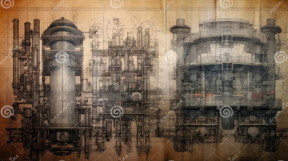 An Architectural Blueprint with Detailed Floor Plans and Elevation ...