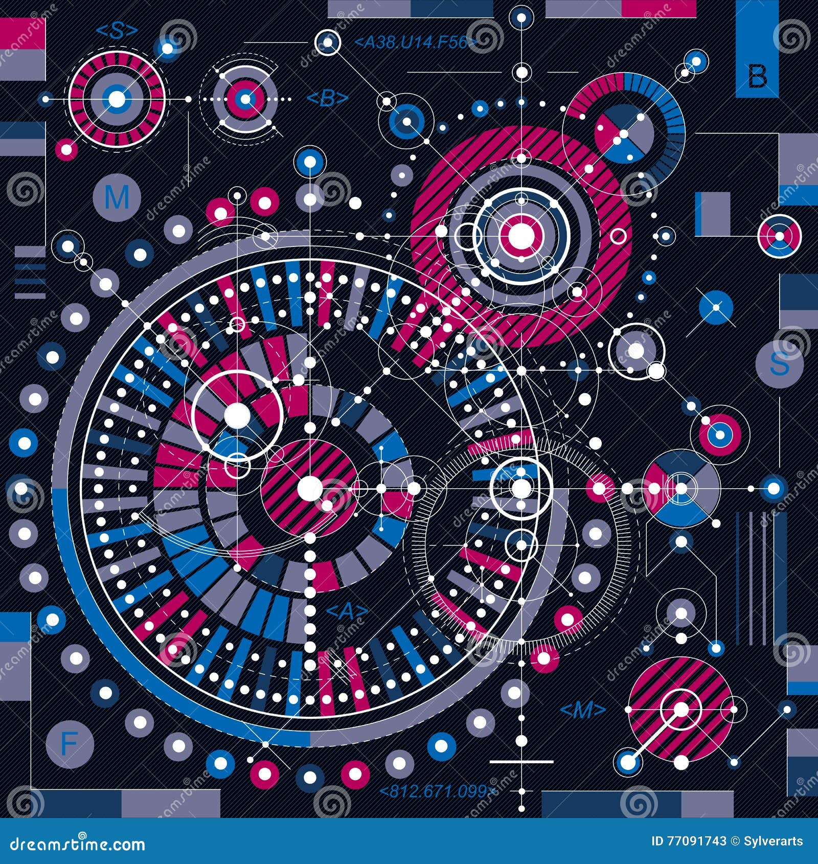 Architectural Blueprint, Digital Background With Differen Royalty-Free ...