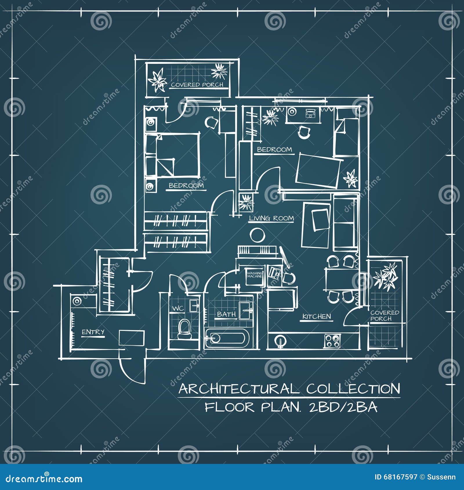 Architectural Blueprint Floor Plan Cartoon Vector | CartoonDealer.com ...