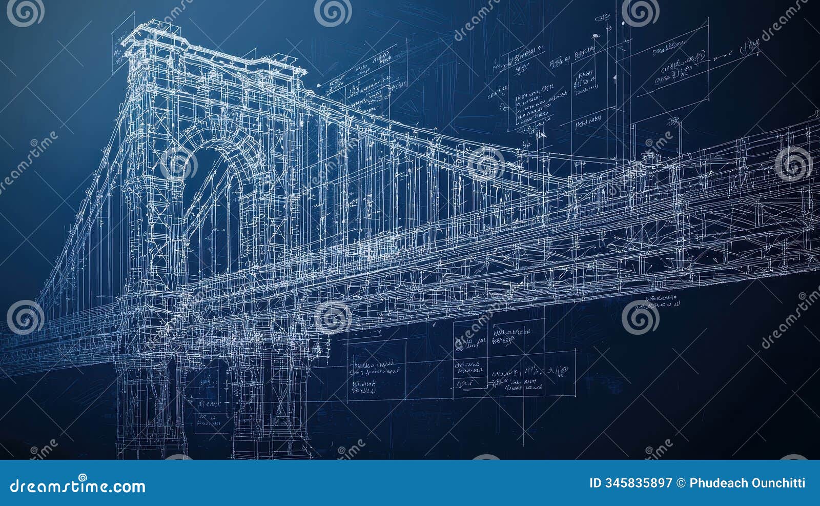 Architectural Blueprint of a Historic Bridge Design Showcasing ...